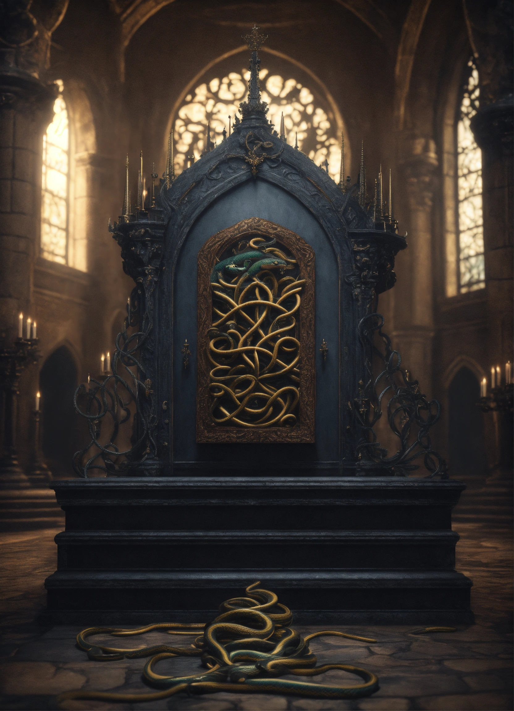 Lexica - Dark queen's crown in gothic castle, coiled with snakes ...