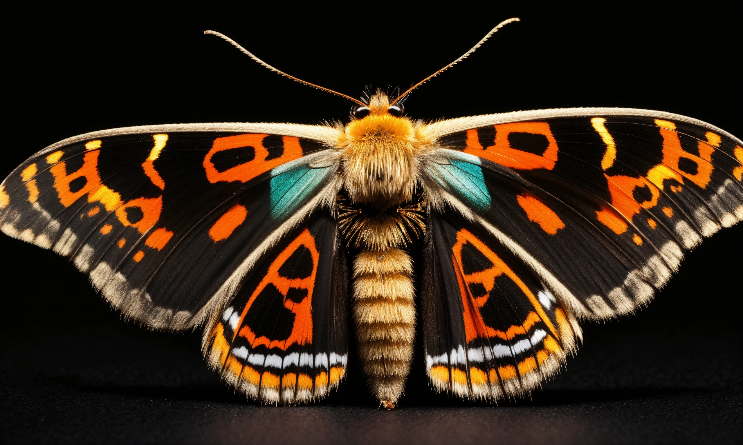 Lexica - New zealand pūriri moth on black background 3d photo realistic