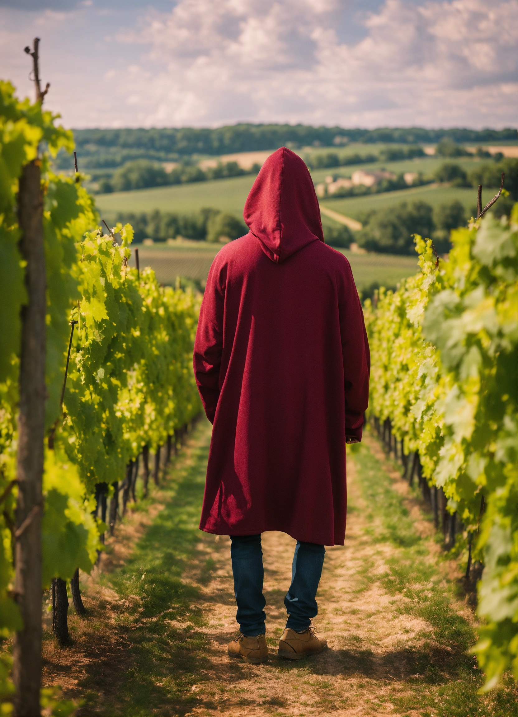 Lexica - A hooded medieval dressed rapper from behind on chilling on a ...