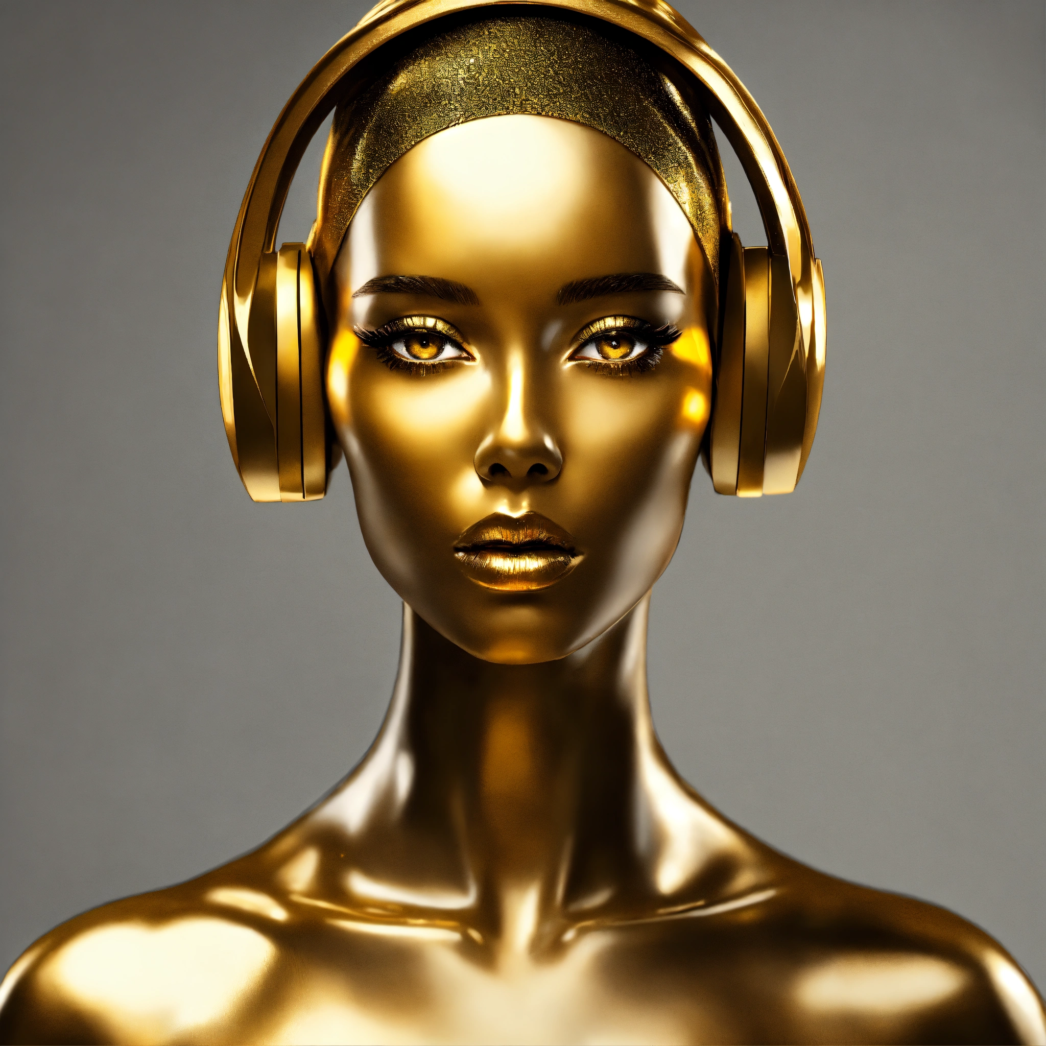 Lexica - Smooth Gold Full Body Woman, Gold Face, Gold Eyes, Full Body
