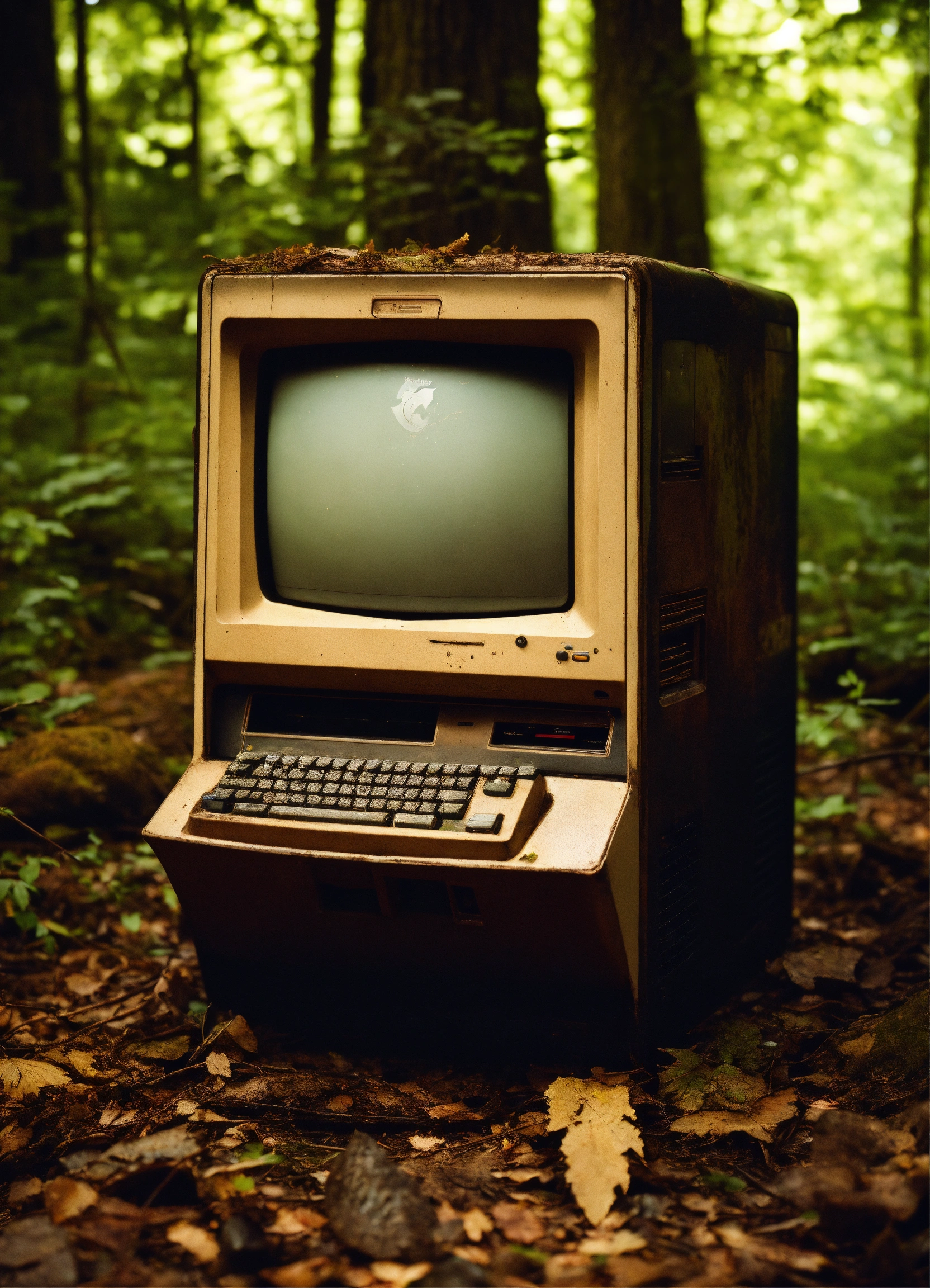 Lexica - Retro MAC desktop computer abandoned in the woods, canon EOS ...