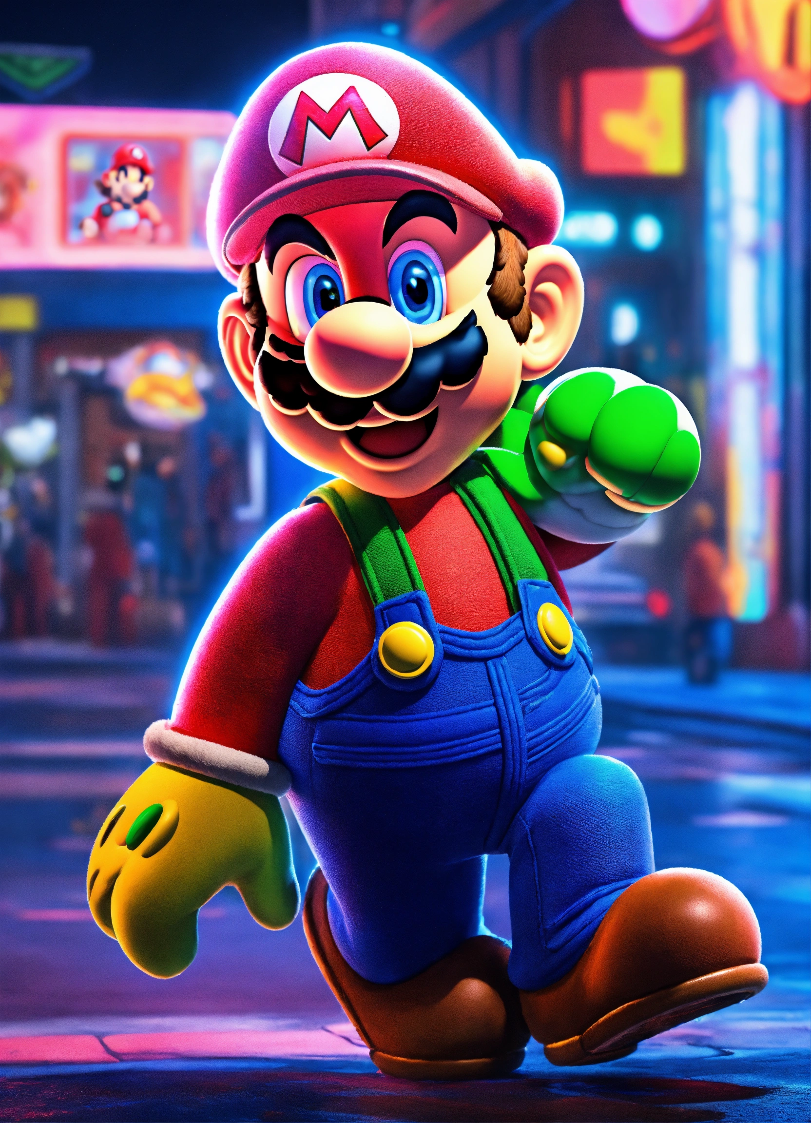 Lexica - Super mario, live action adaptation, realistic in a neon vibes