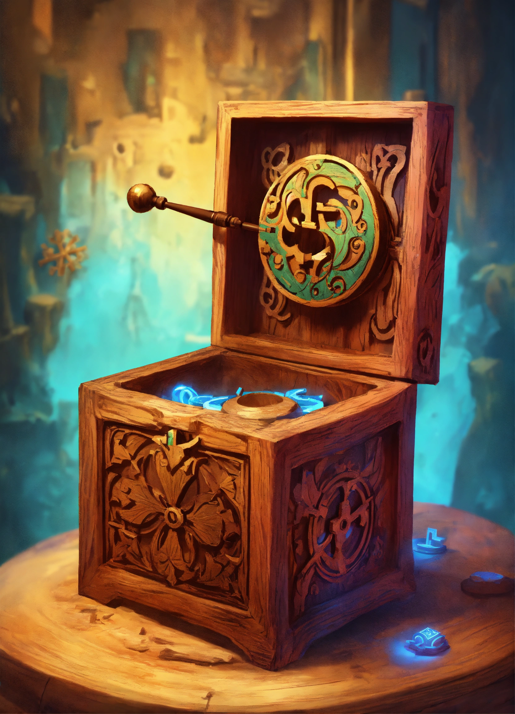 Lexica - Magical rune engraved wooden crank broken off a jack in the ...