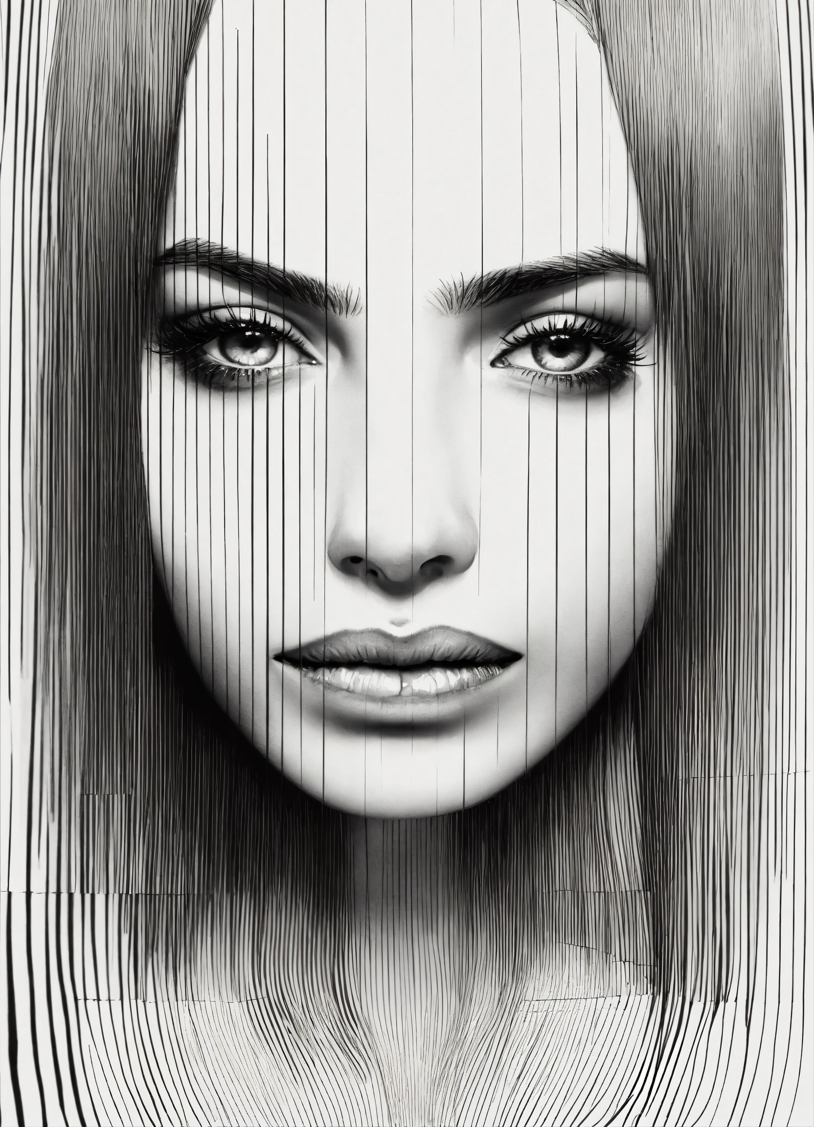 Lexica - Vertical thin lines that curve to create the outline of a ...