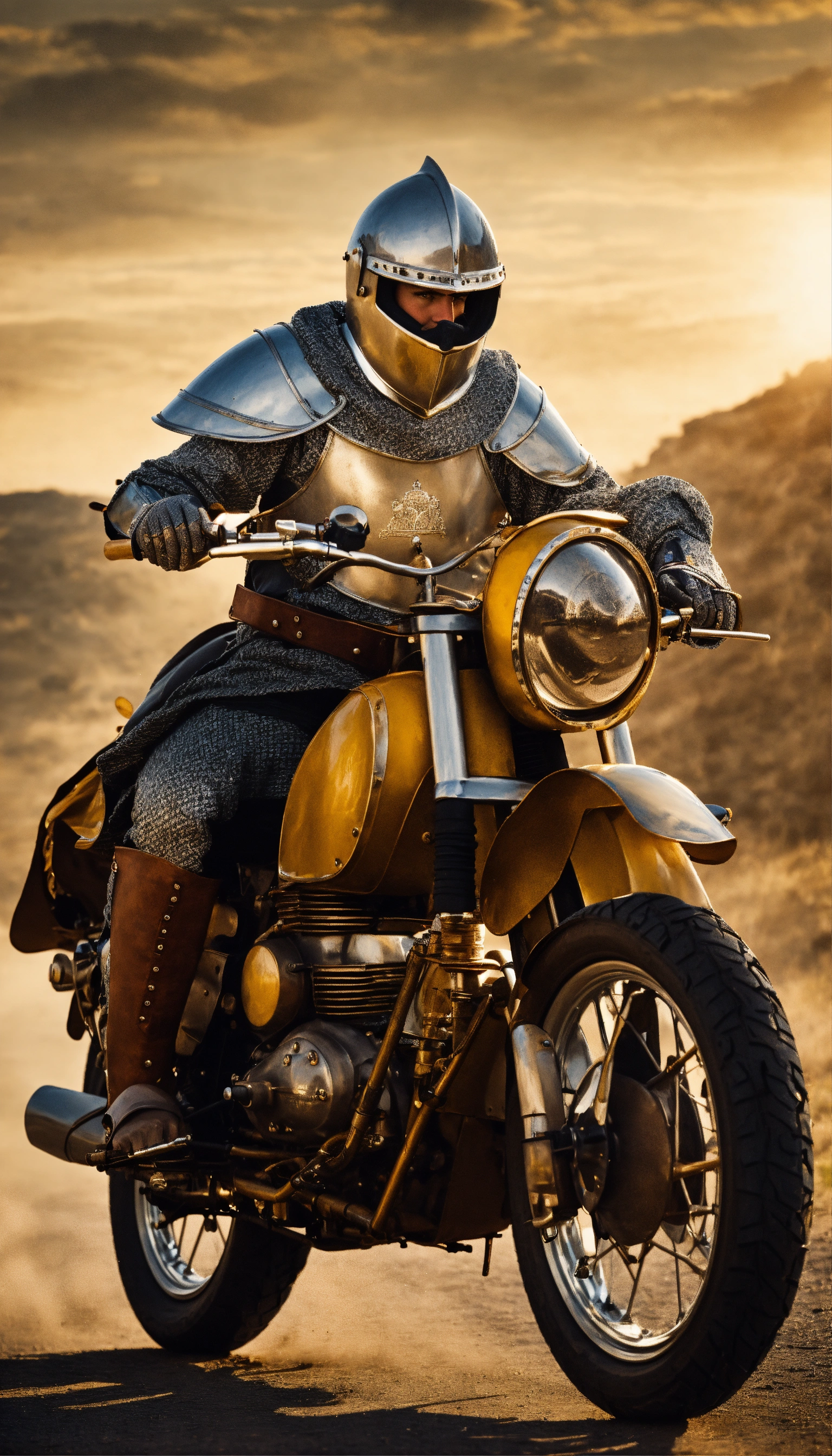 Lexica - Medieval knight riding a motorbike