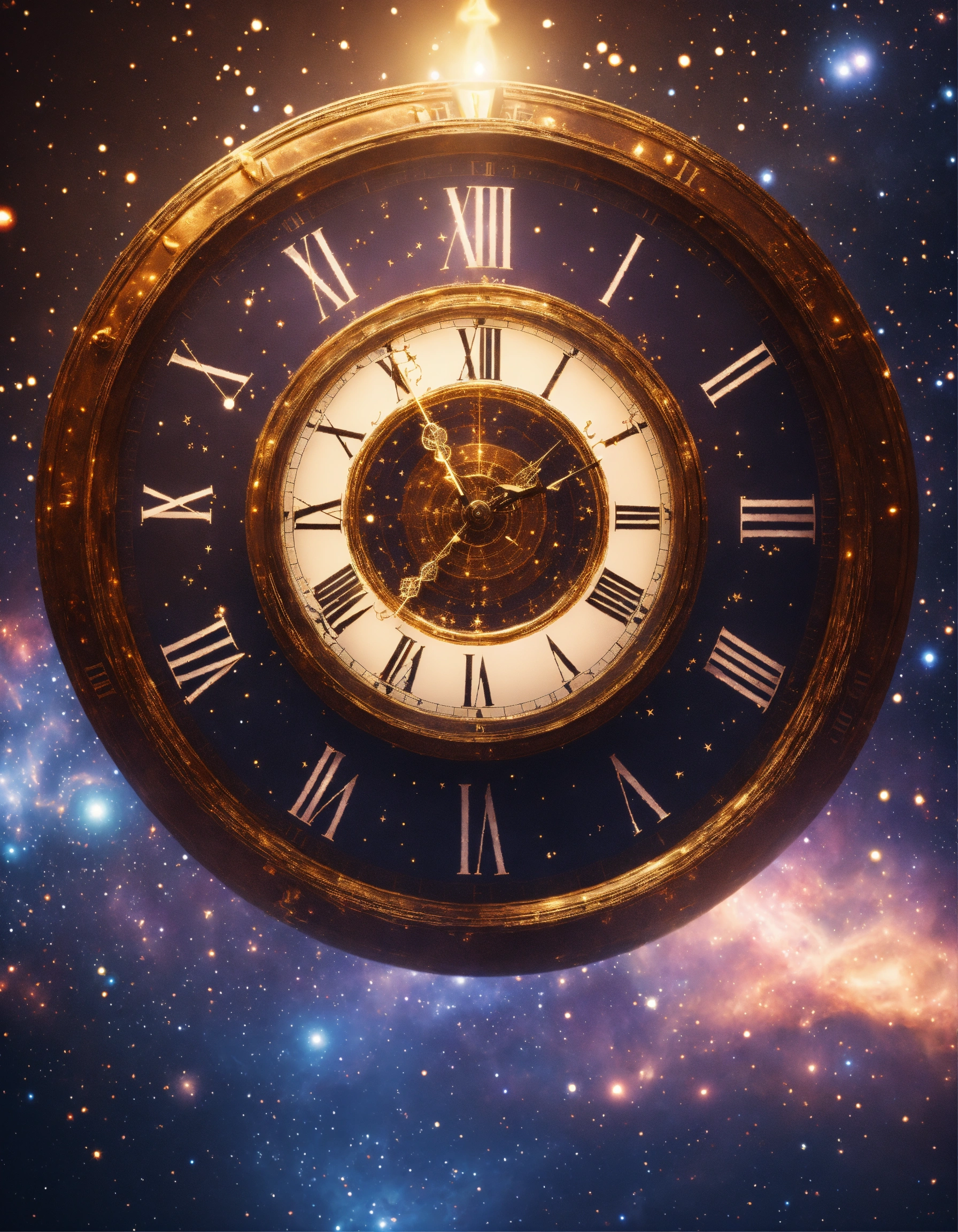 Lexica - Realistic magical etheric clock floating at the center of the ...