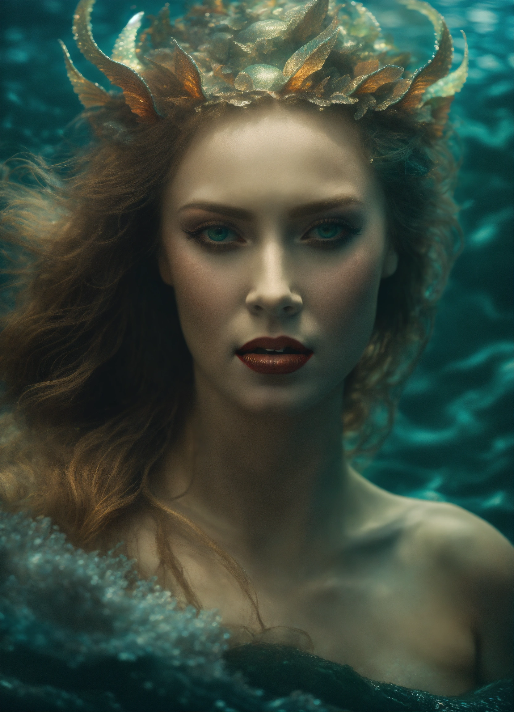 Lexica - Create a 4k detailed photo of an evil (mermaids) staring at ...