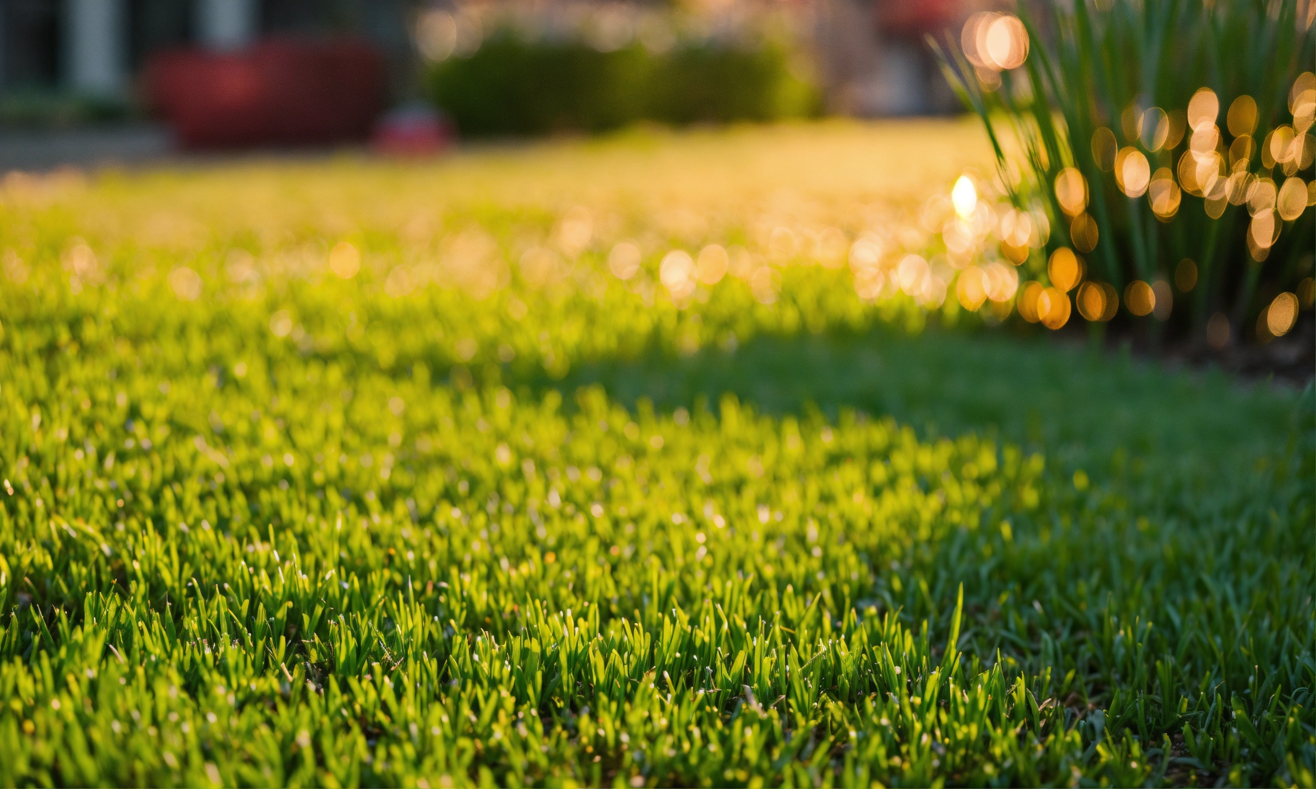 Lexica - A photo of a green grass cut short front yard garden, the ...