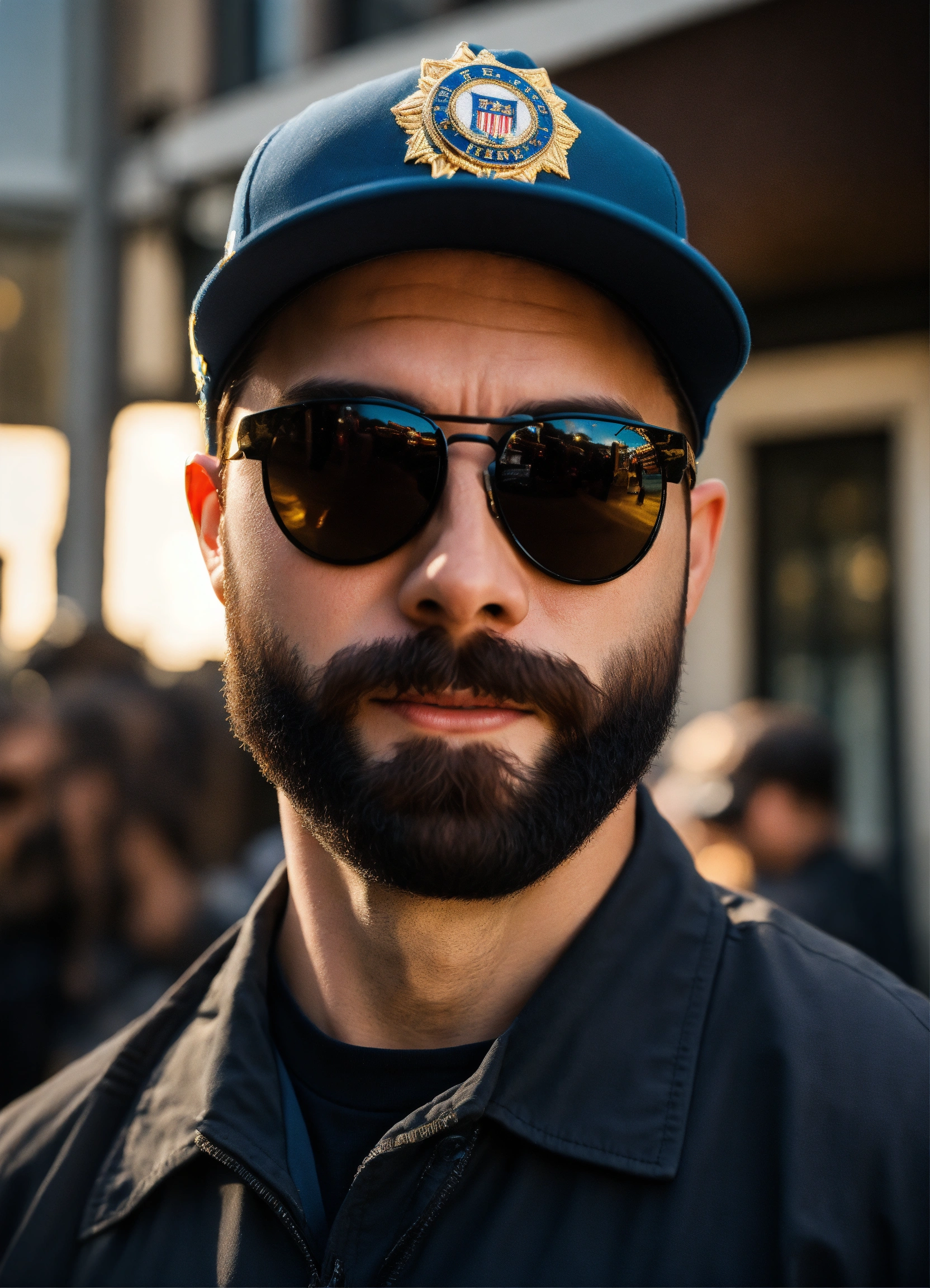 Lexica - Fbi agent with a short beard wearing and fbi hat with ...