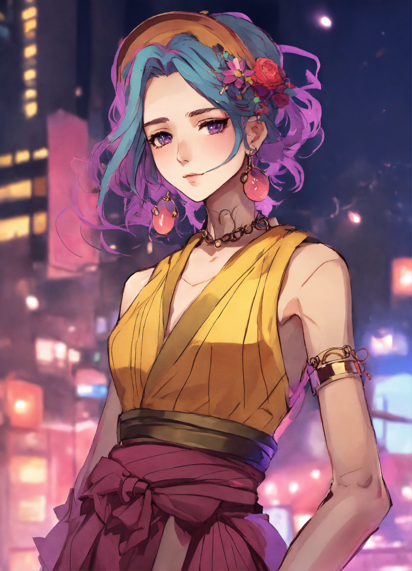 Lexica - Anime style, gender-fluid character in a dress