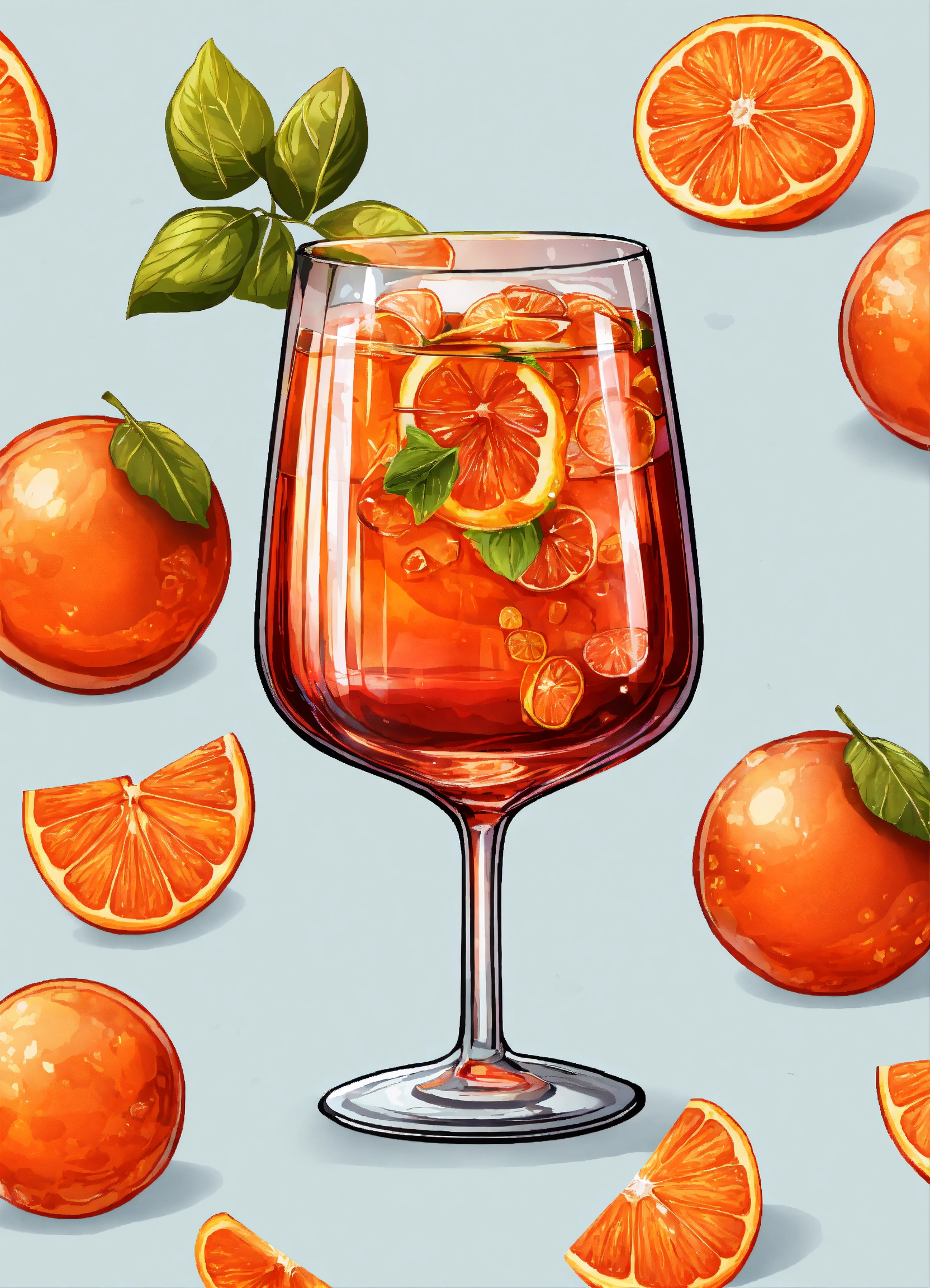 Lexica - CARTOON VECTORIZED REALISTIC APEROL SPRITZ IN WINE GLASS EDGES ...