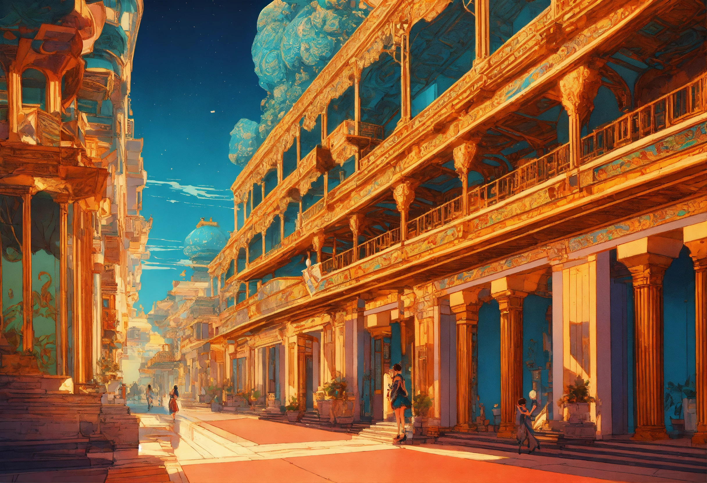 Lexica - Rich Fantasy ocean palace, grecian architecture, blue and gold ...