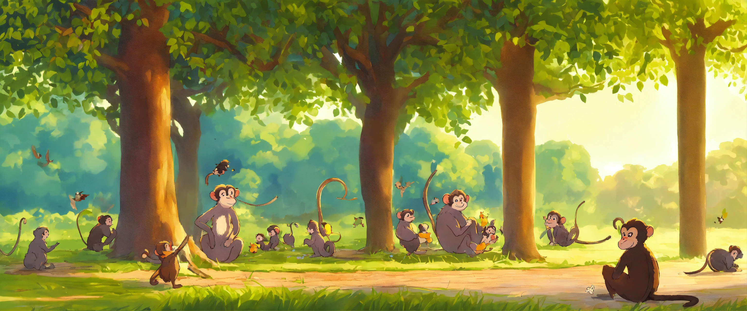 Lexica - One sunny morning, as the birds chirped and the monkeys swung ...