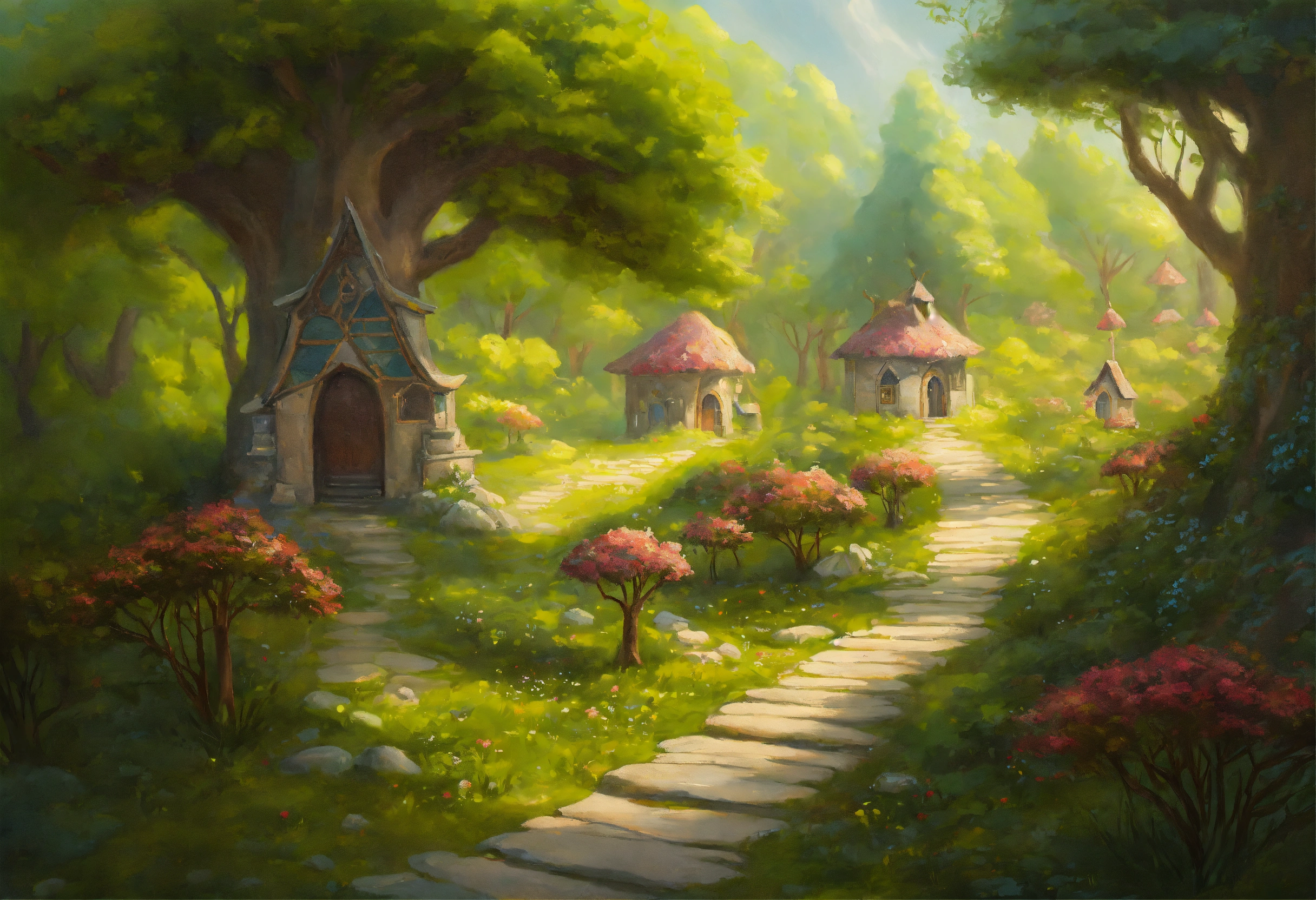 Lexica - A elf village on the middle of trees. Elven walk on a a white ...