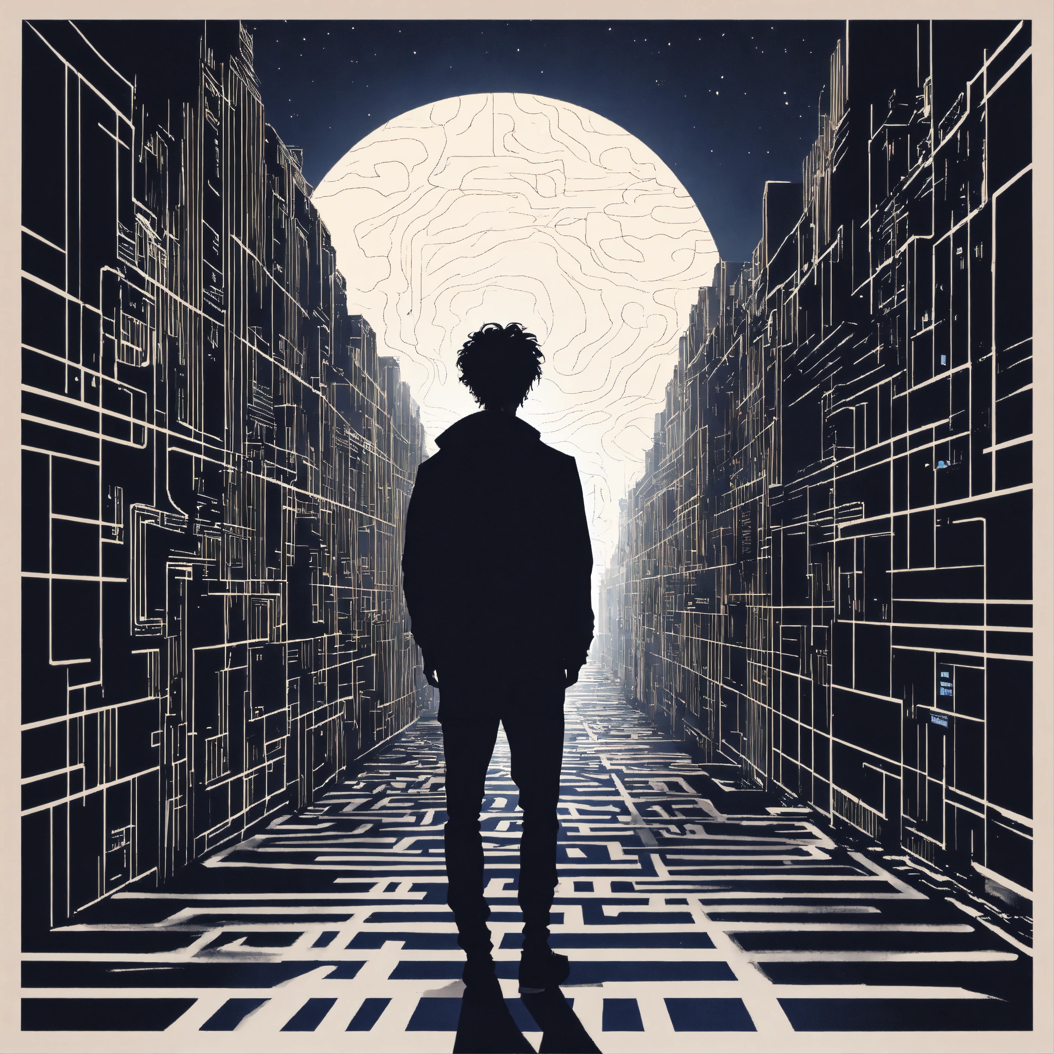 Lexica - Une silhouette d'homme avec les cheveux long en train de se ...