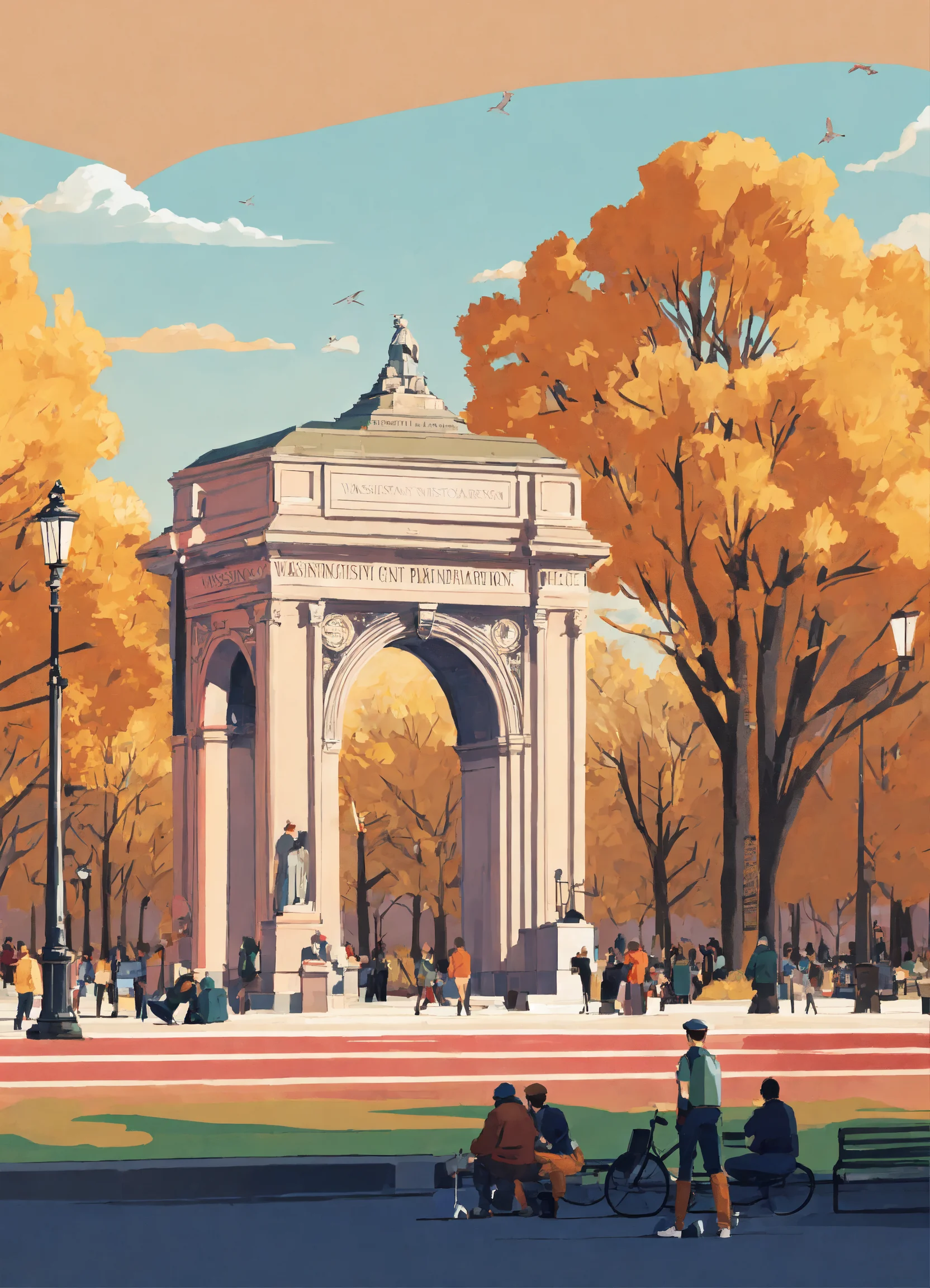 Lexica - Illustration of Washington Square Park in the style of ...