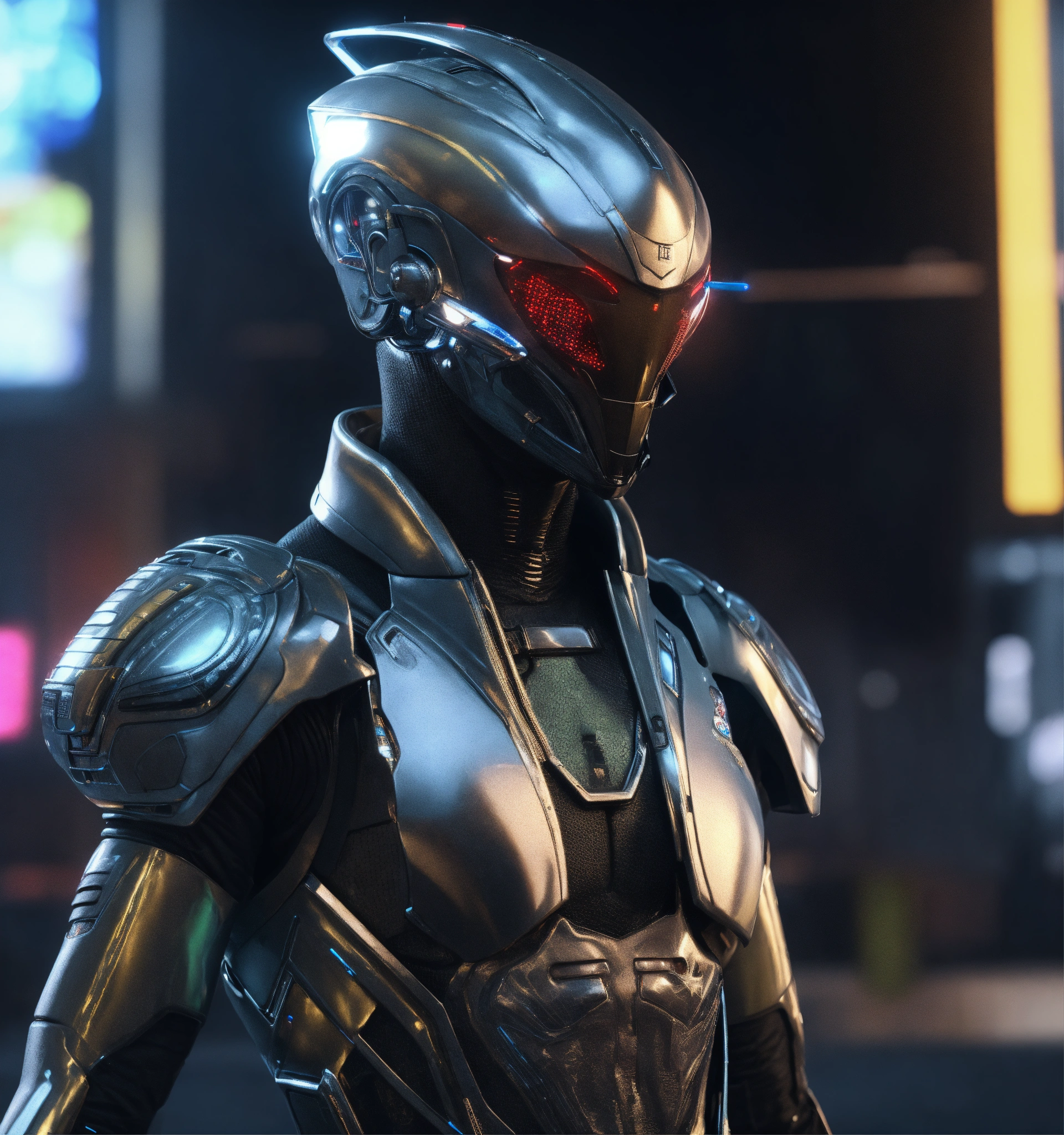 Lexica - Zoom out from an tough male alien android cool gangster ...