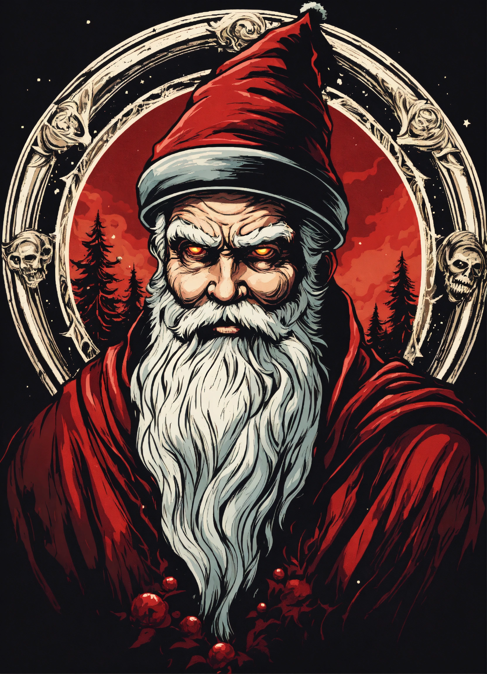 Lexica - EVIL SCARY OMINOUS SANTA CLAUSE in a circle, tshirt design ...