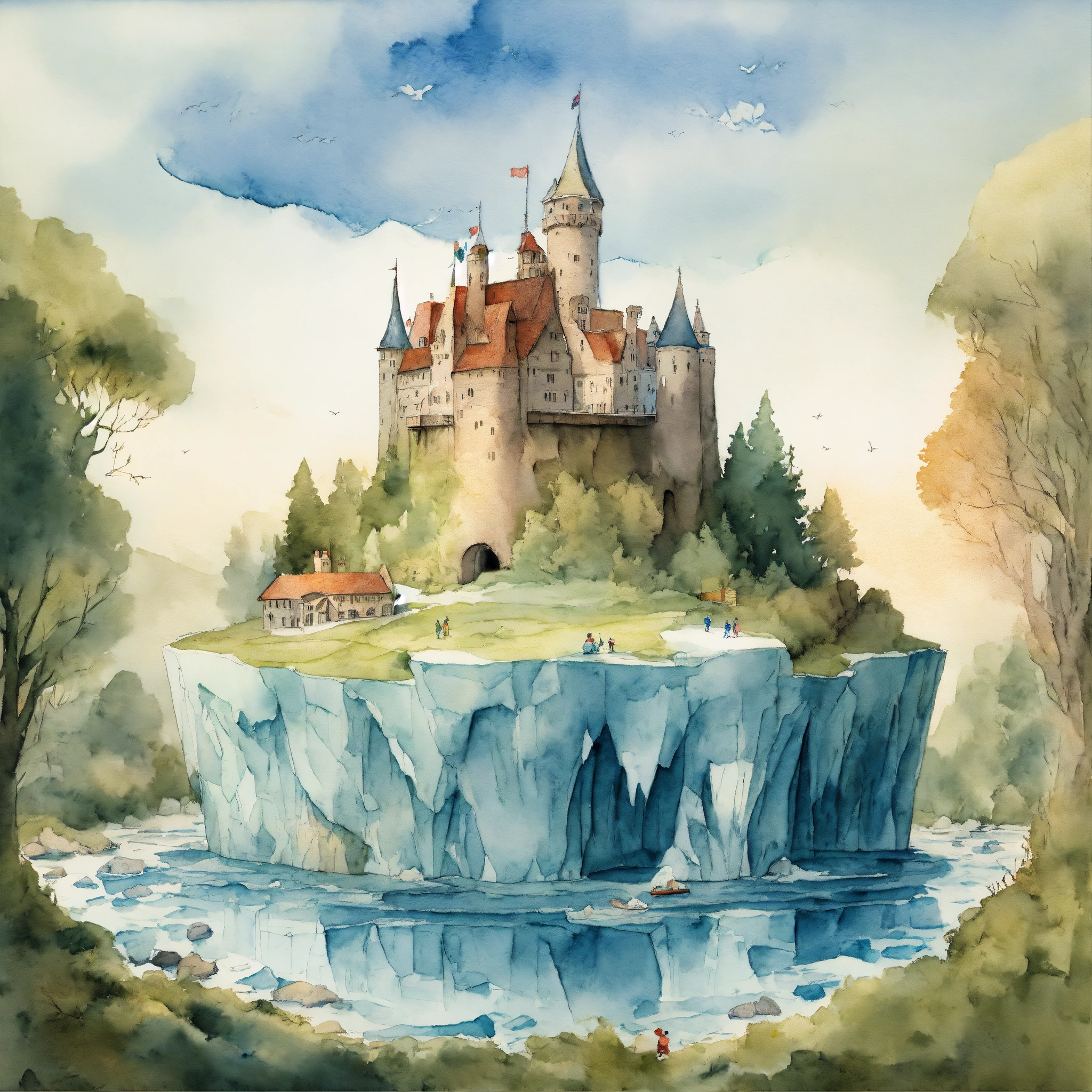 Lexica - A detailed illustration of a castle on an floating iceberg 360 ...