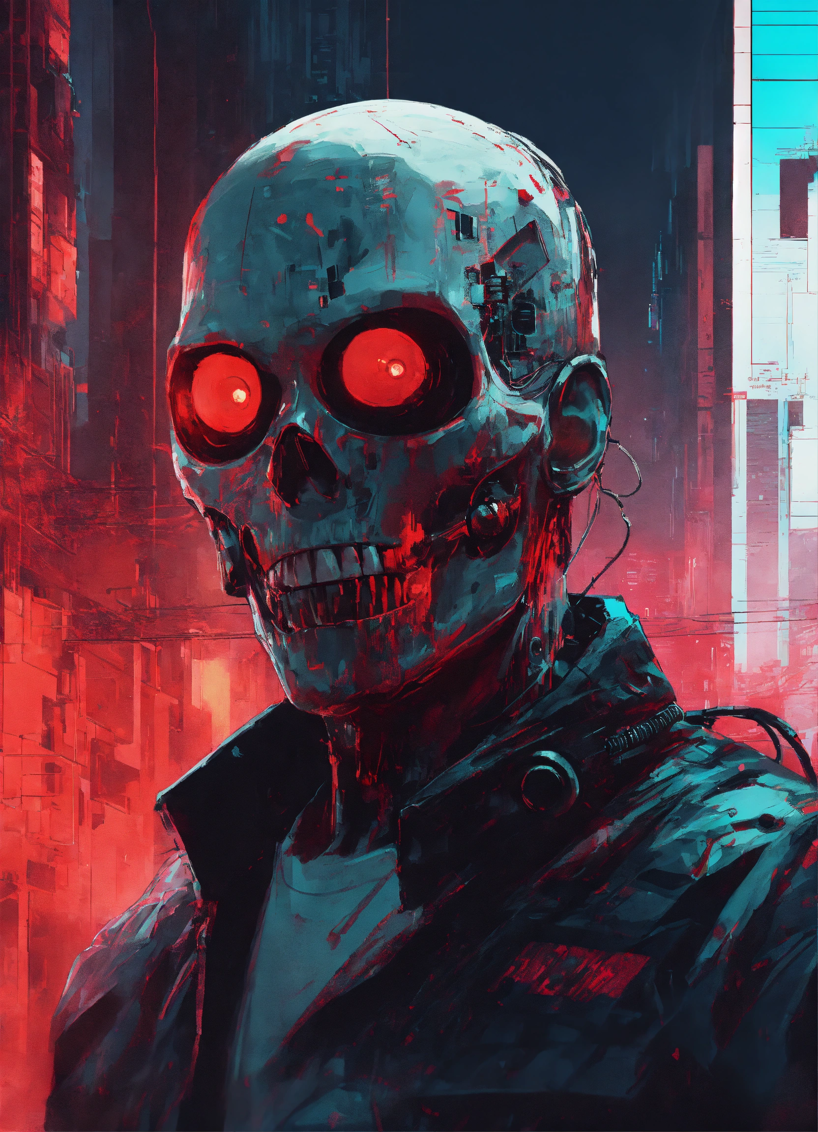 Lexica - Dark Illustration of a zombie style of glitch art, cyberpunk ...