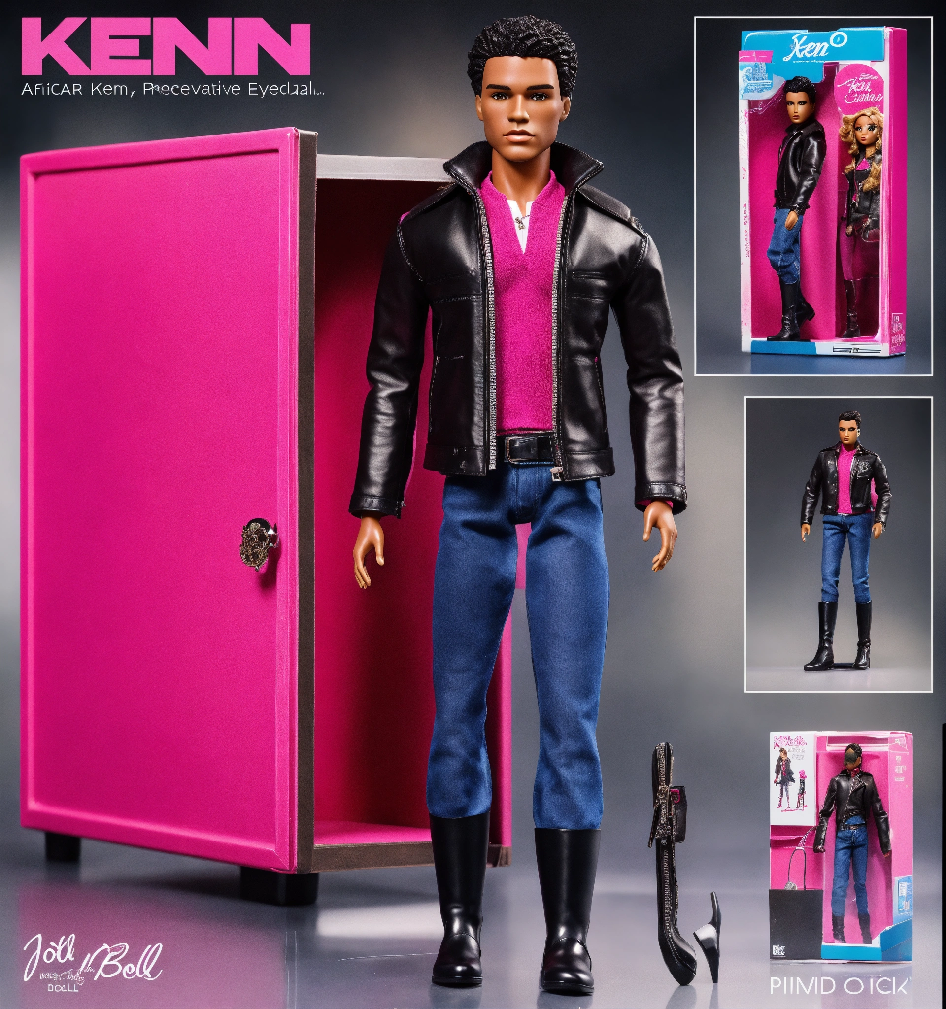 Lexica - Design the packaging for a Ken doll in a stylish, black ...