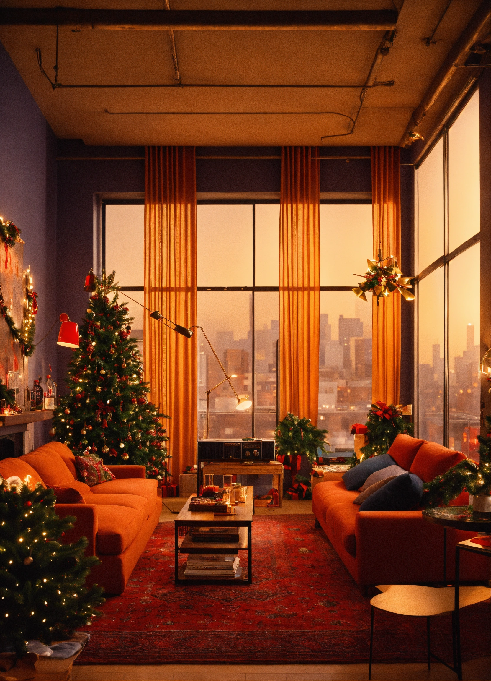 Lexica - 90s interior design, a city loft in christmas