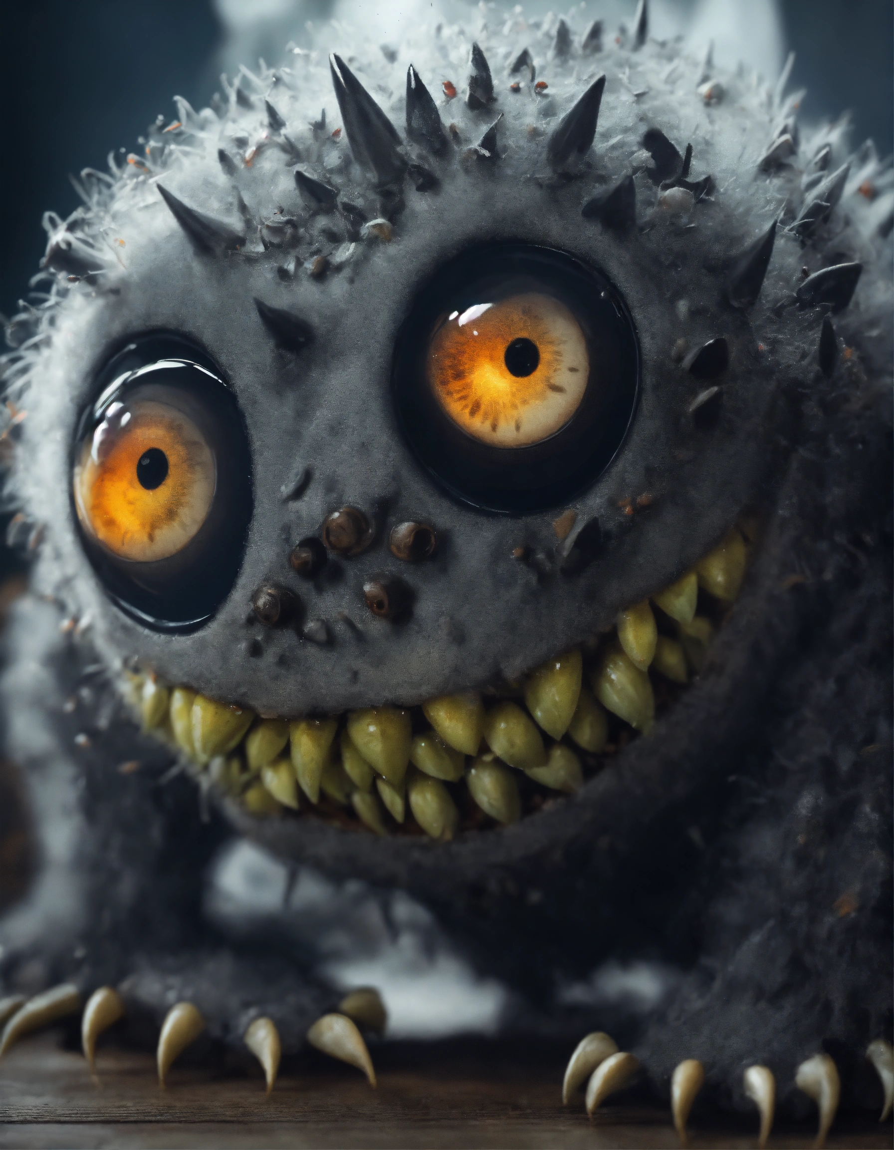 Lexica - Medium close-up, Very cute, grey monster whit many eyes ...