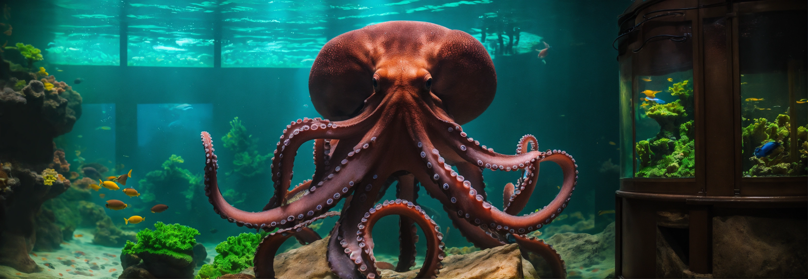Lexica - A large, scary octopus in a large tank at an aquarium. One of ...