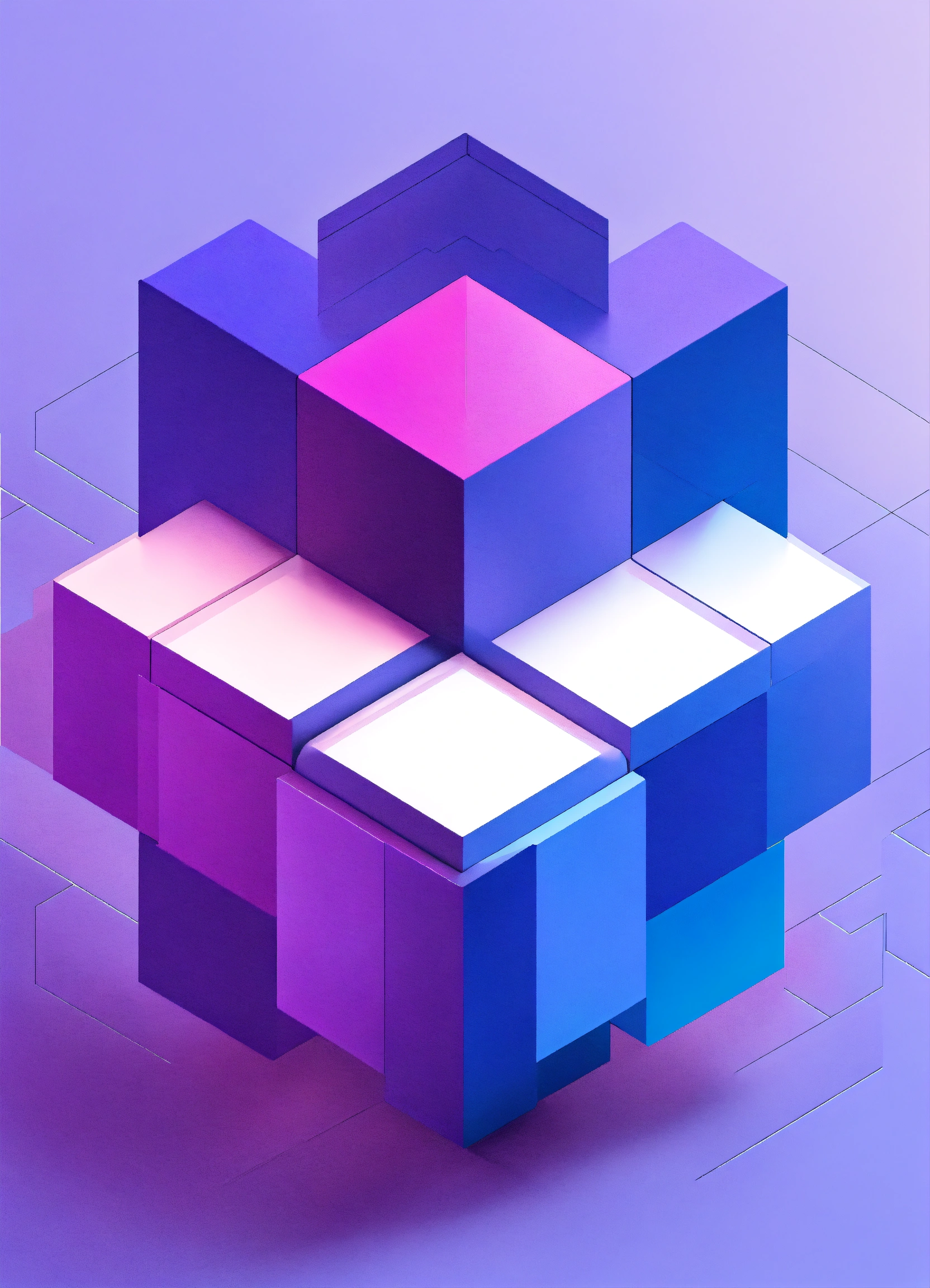 Lexica - Isometric shape, 3D, intersecting blocks in cross, blue color ...