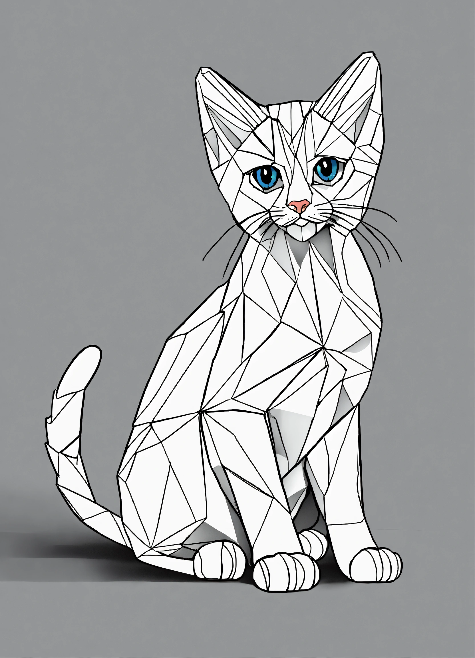 Lexica - Low poly no color line drawing of a kitten with its paws in ...