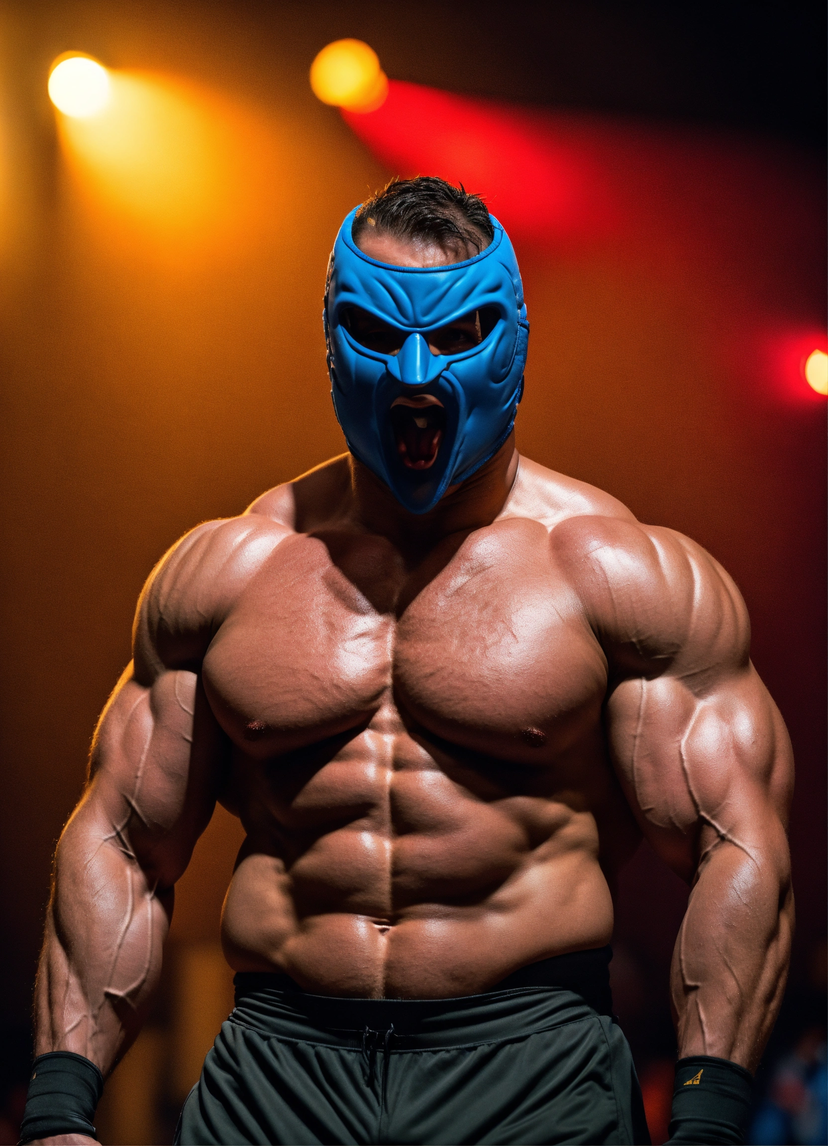 Lexica - 30-year-old wrestler with big muscles, bodybuilder, big, Scream mask