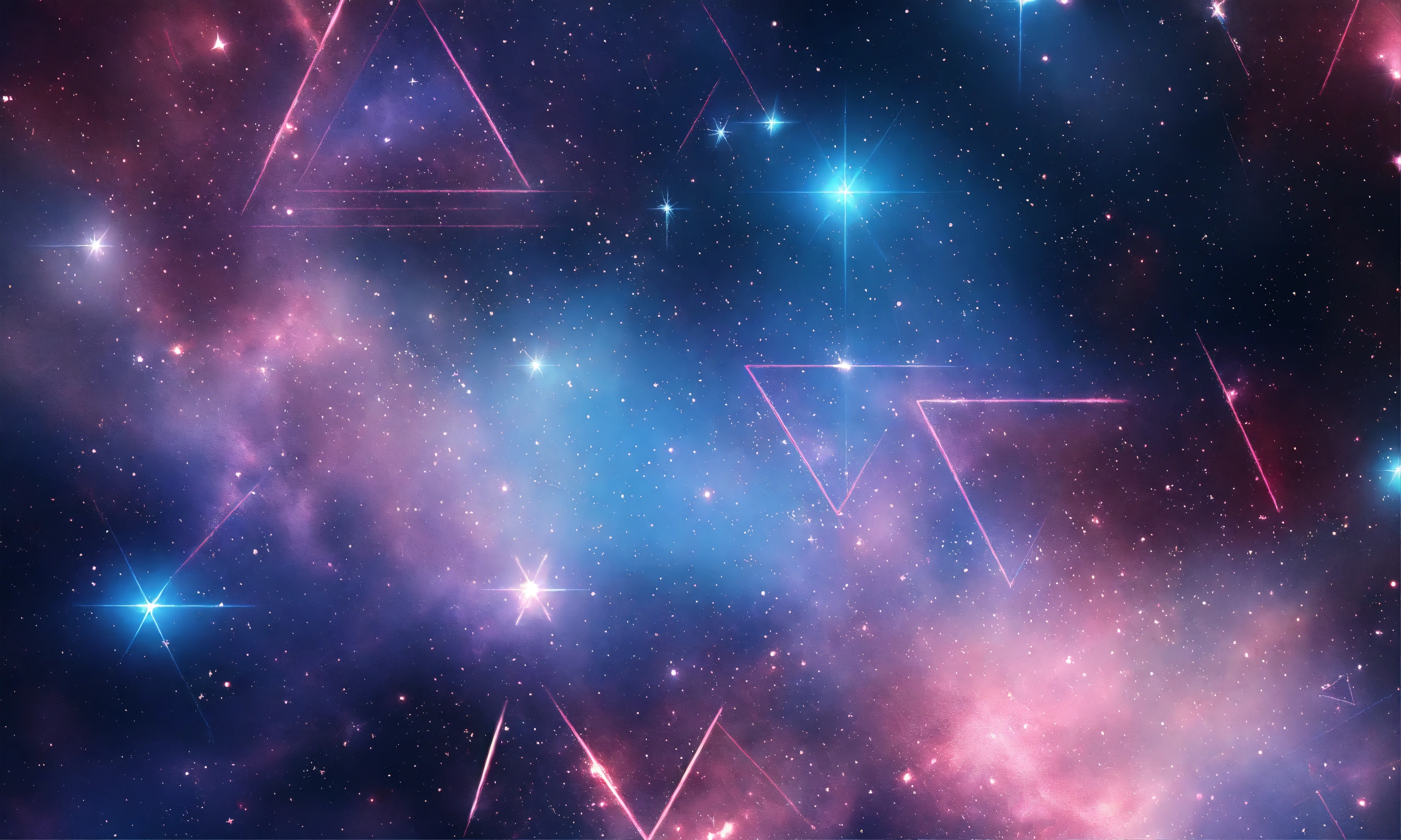 Lexica - Triangles stars on a space nebula blue and pink