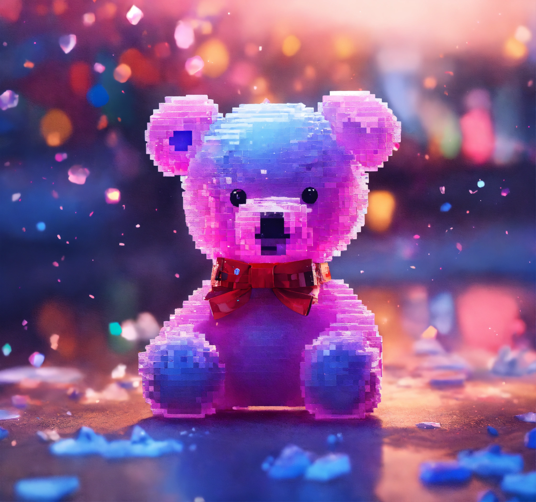 Lexica - Pixel 3D with ice teddy bear nft beautiful