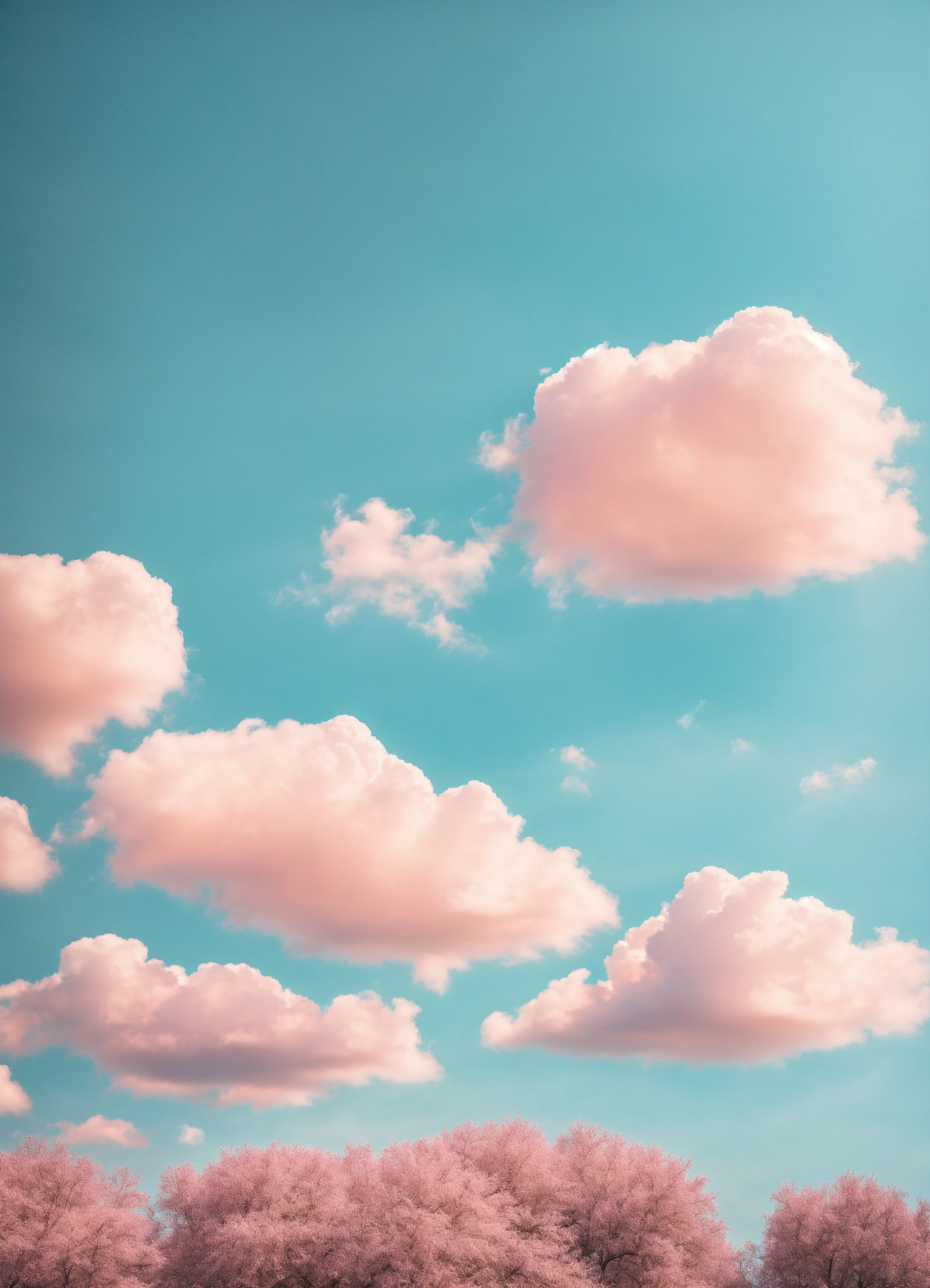 Lexica - Light blue, sky shot, with cotton candy clouds, retro style.