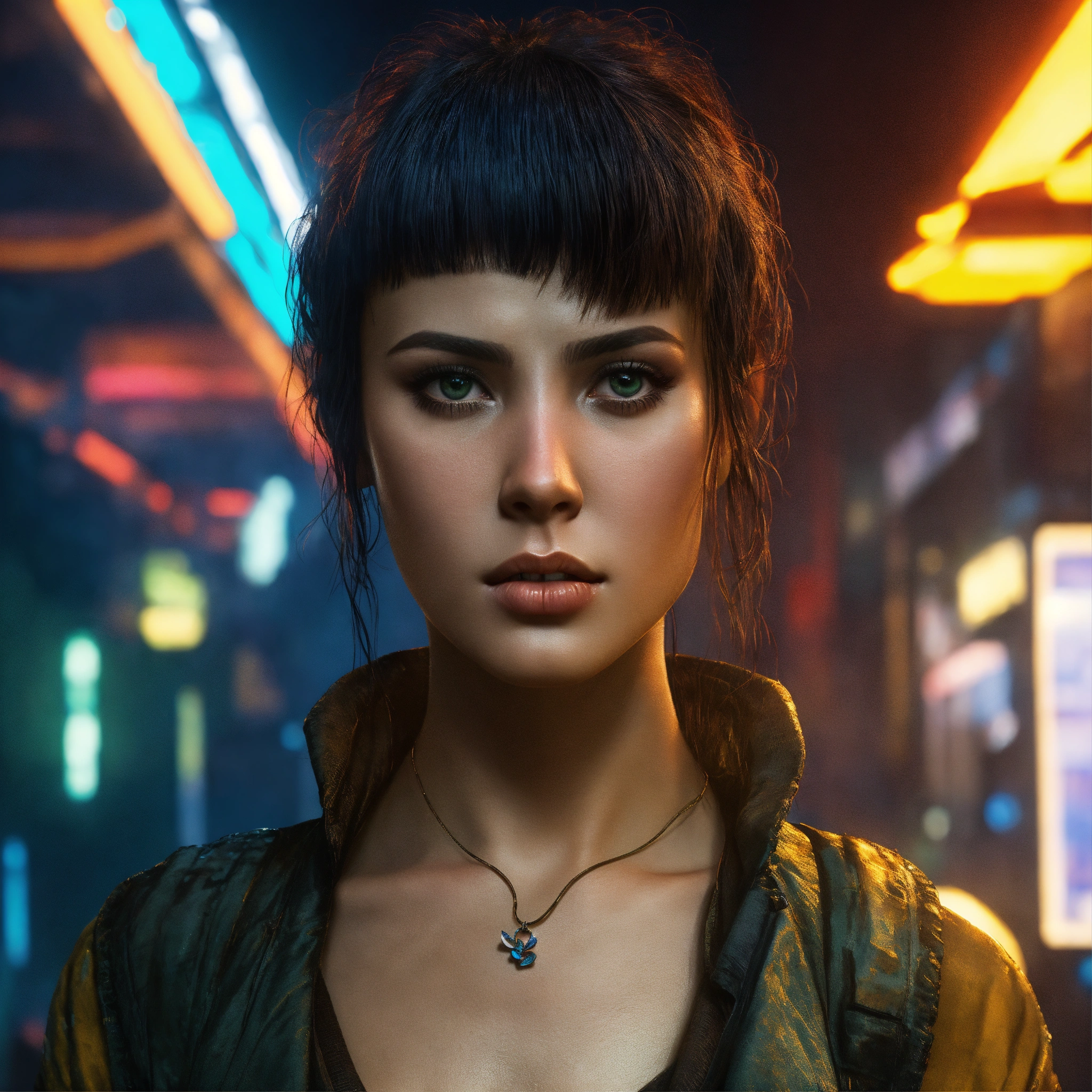 Lexica - A frontal, realistic avatar of female Blade Runner