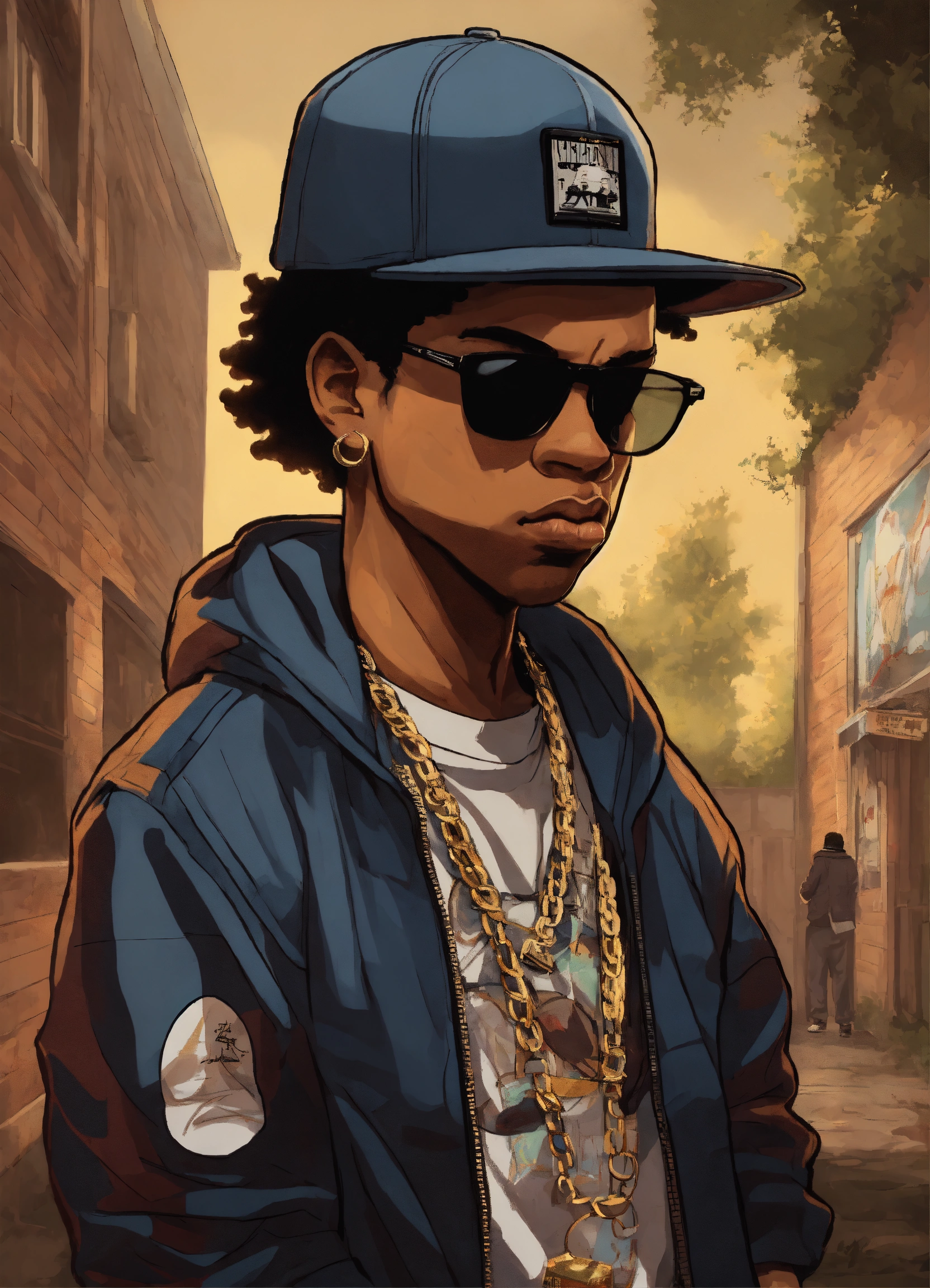 Lexica - Hip hop art style Eazy-E boondocks full body