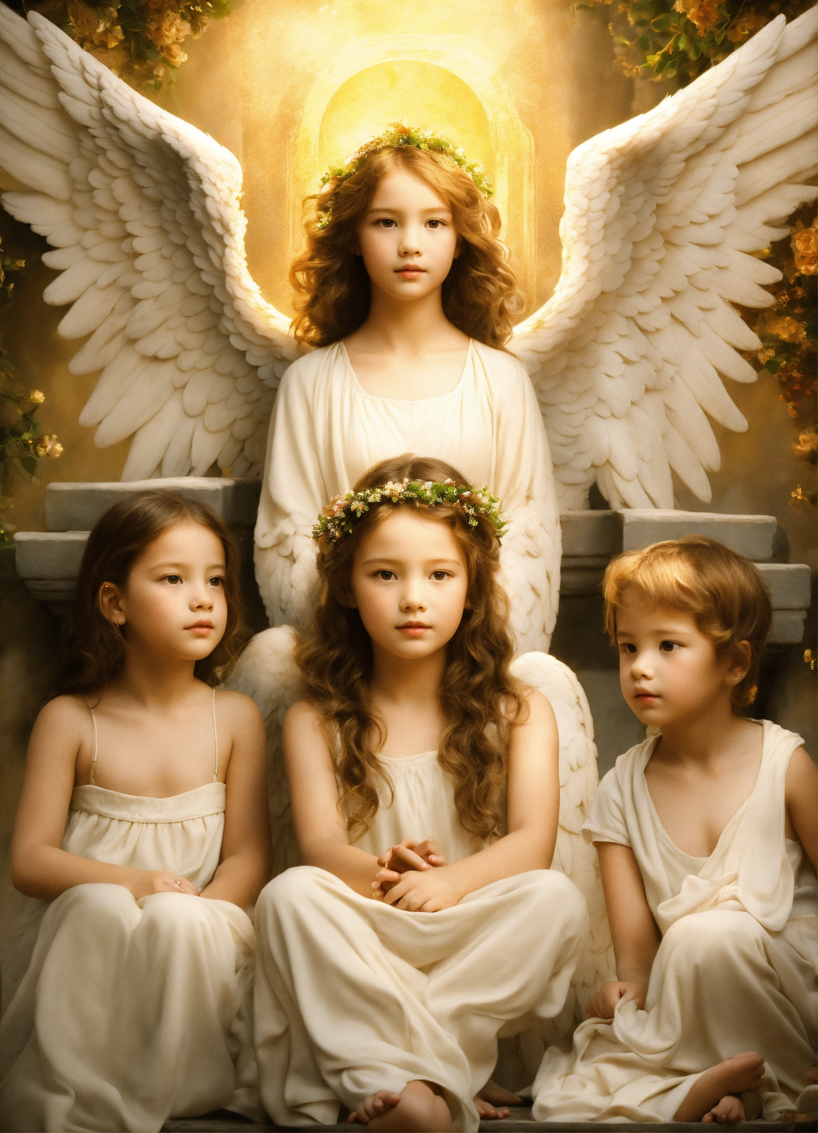 Lexica - A beautiful group of angel watching over children