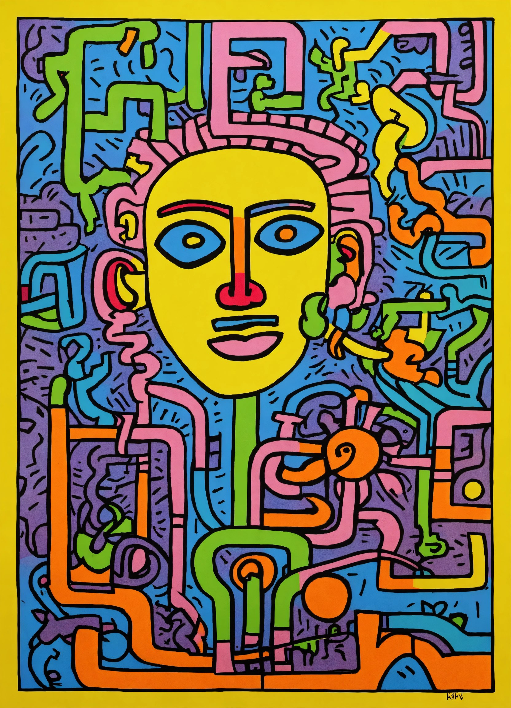 Lexica - Continuous line drawing inspired by keith haring, Kathleen ...