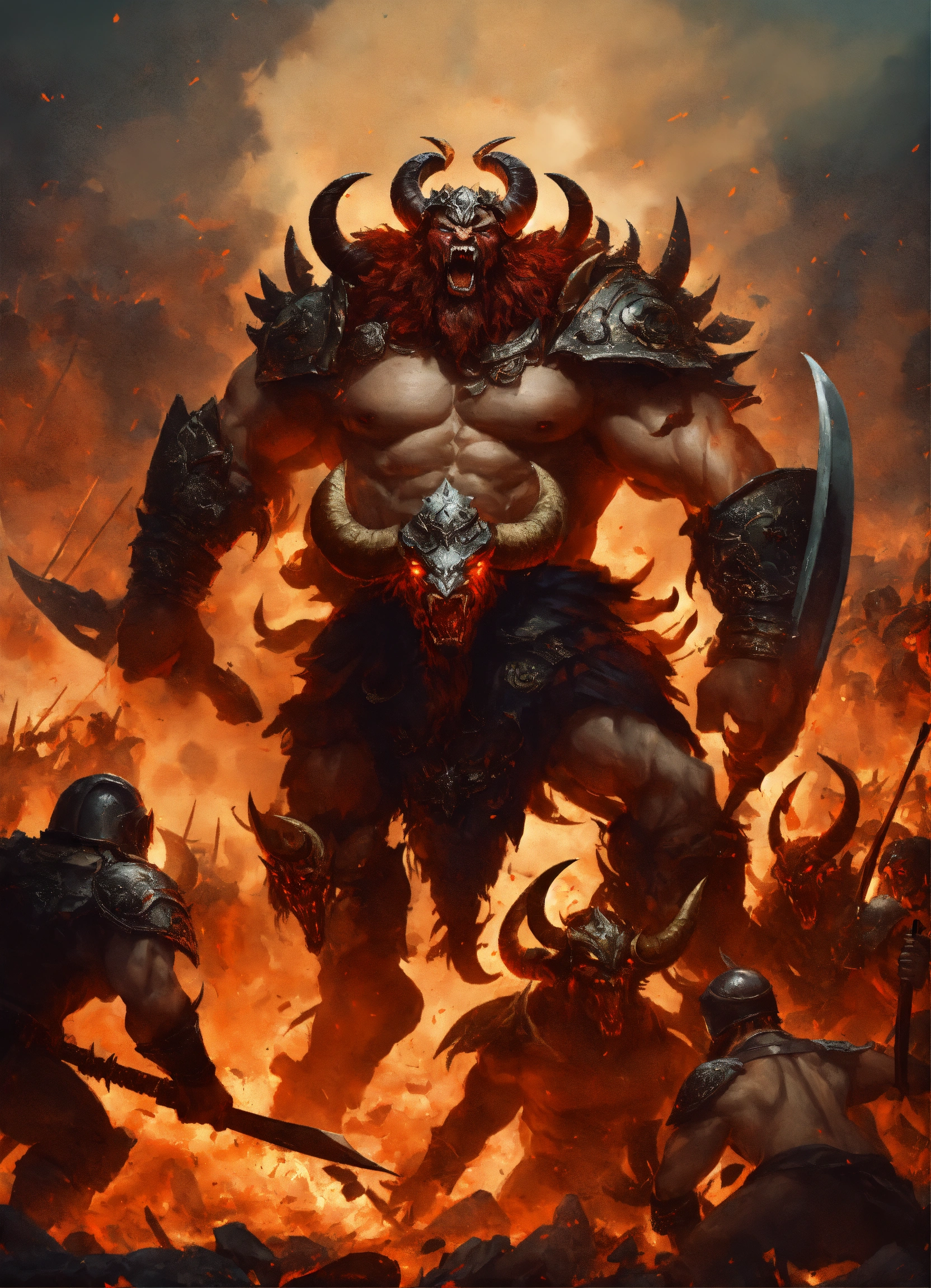 Lexica - A monster warrior with the head of a ram, leading an army of ...