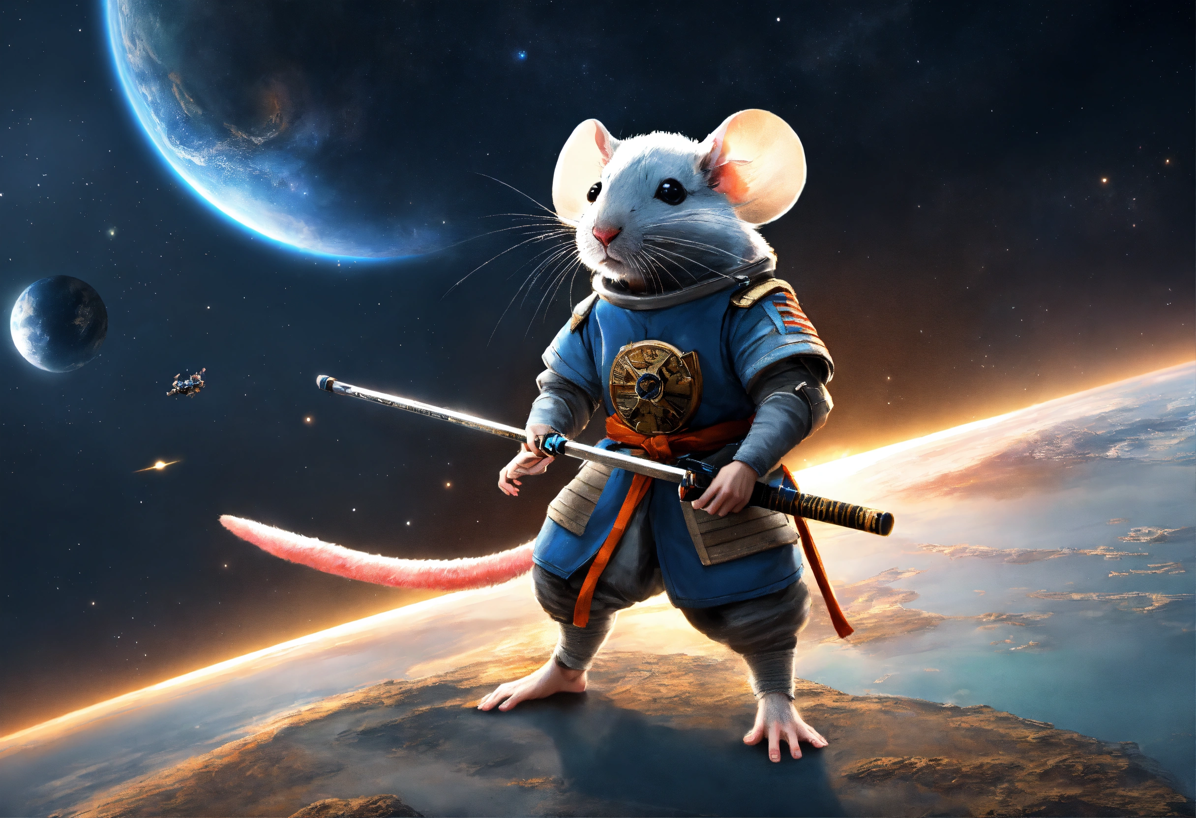 Lexica - Mouse samurai. Space station. Hyper realistic.