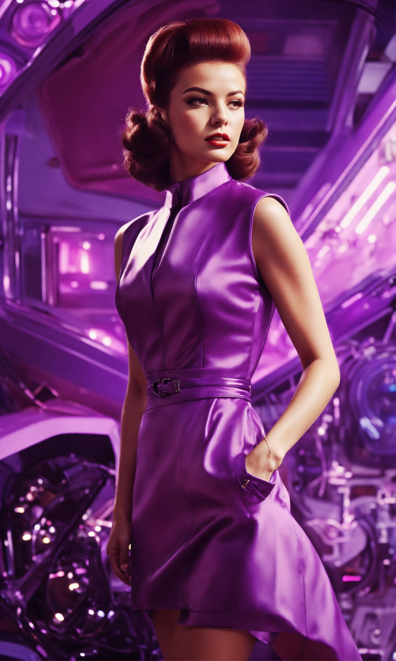 Lexica - A woman dress in retro futurism style, 1960, forward looking ...