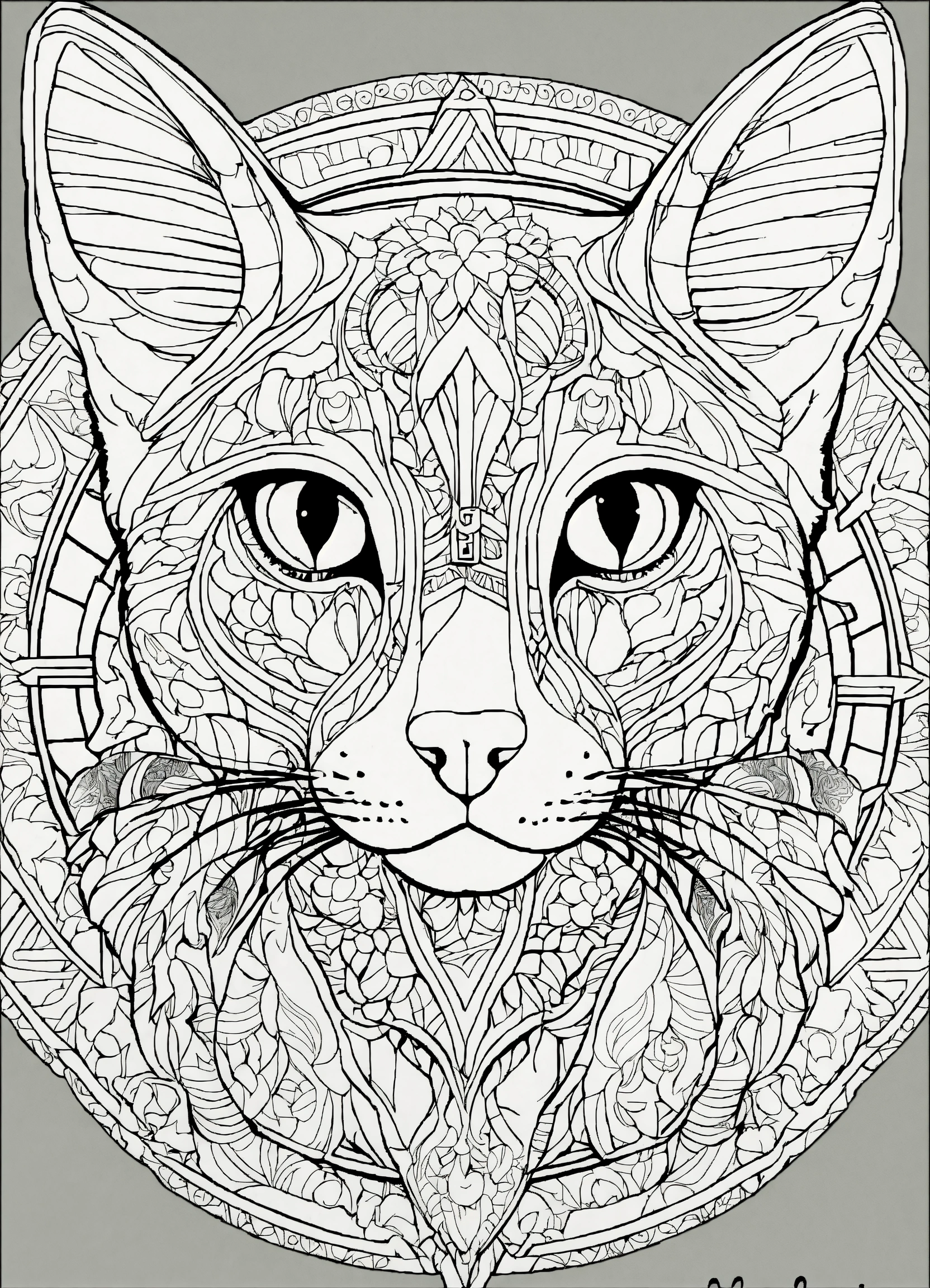 Lexica - Coloring page for adults, bold lines, dark lines, mandala ...