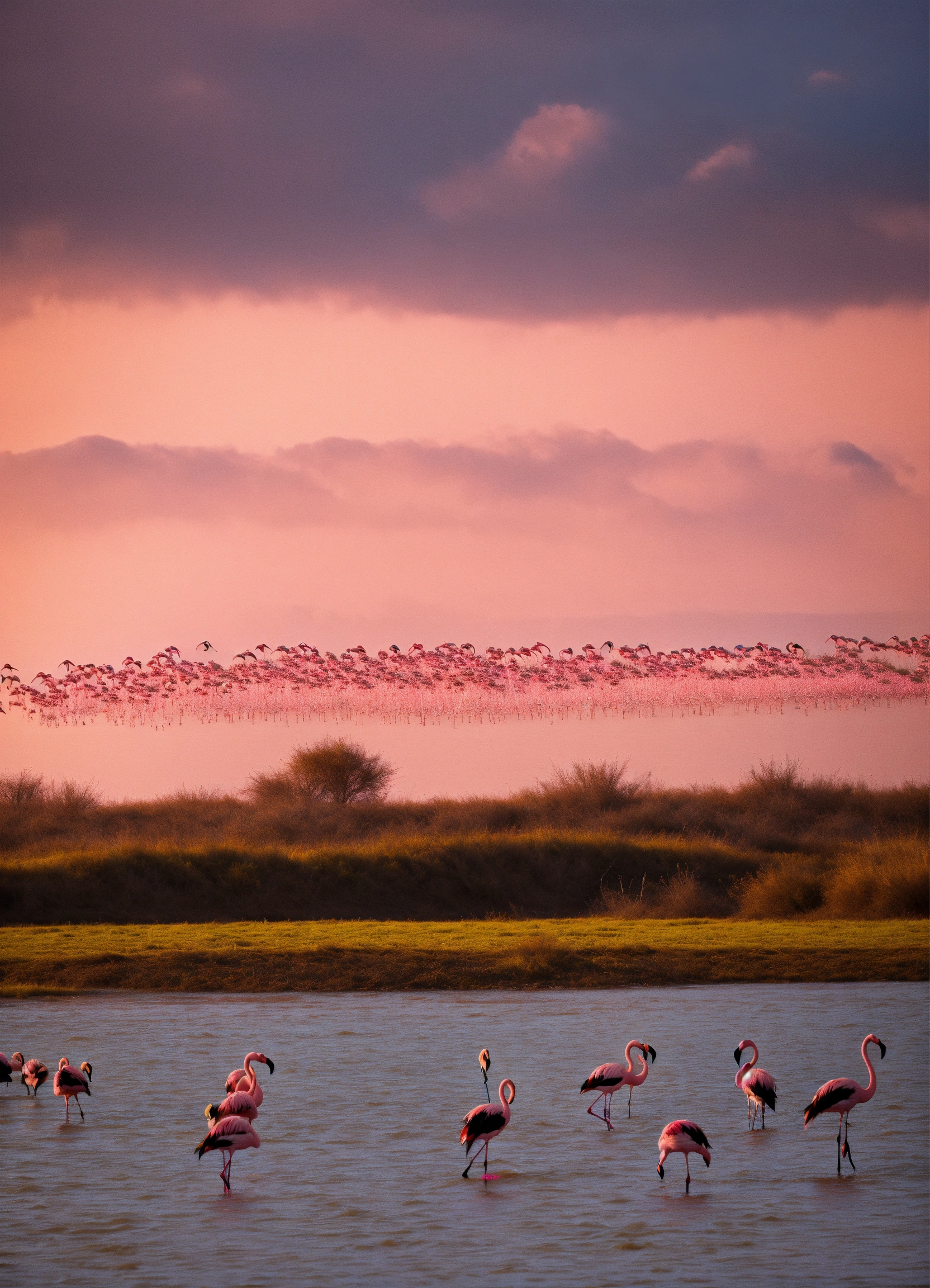 Lexica - A flock of migrating flamingos