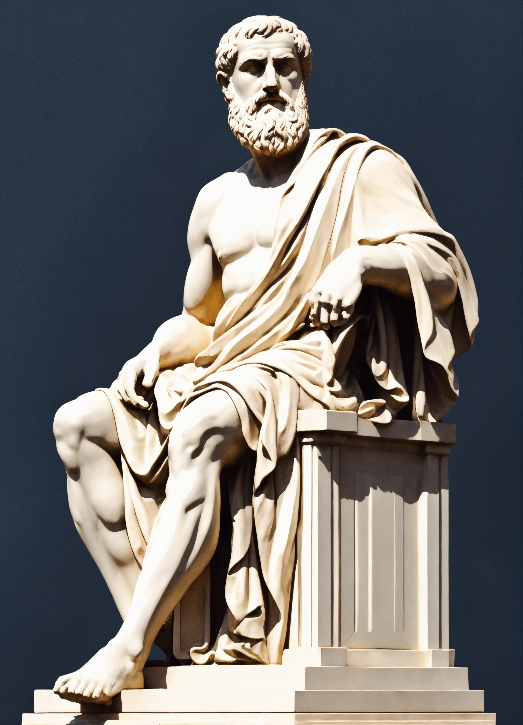 Lexica - Stoic Greek Philosopher Statue named Seneca. Flat Background