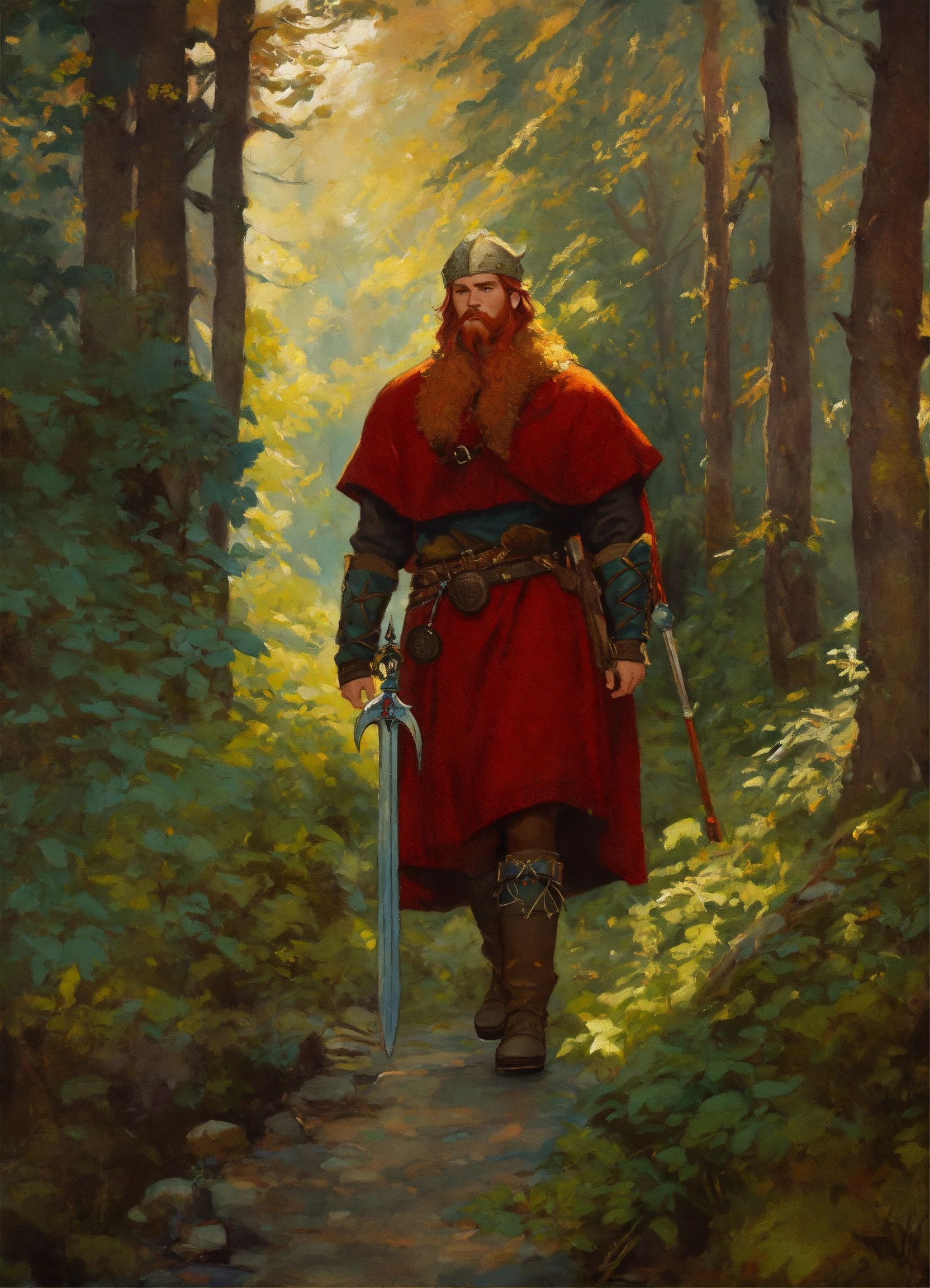 Lexica - Viking red head man, woolen torso in viking clothes, walking ...
