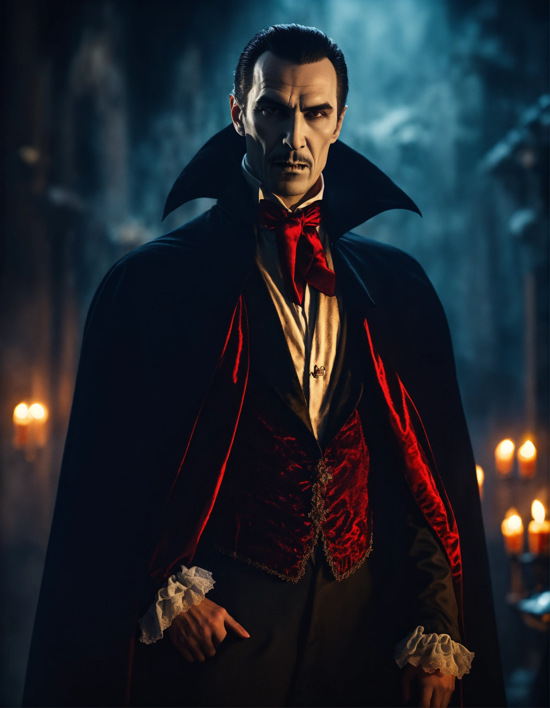 Lexica - Image of Count Dracula, full portrait, Halloween background ...