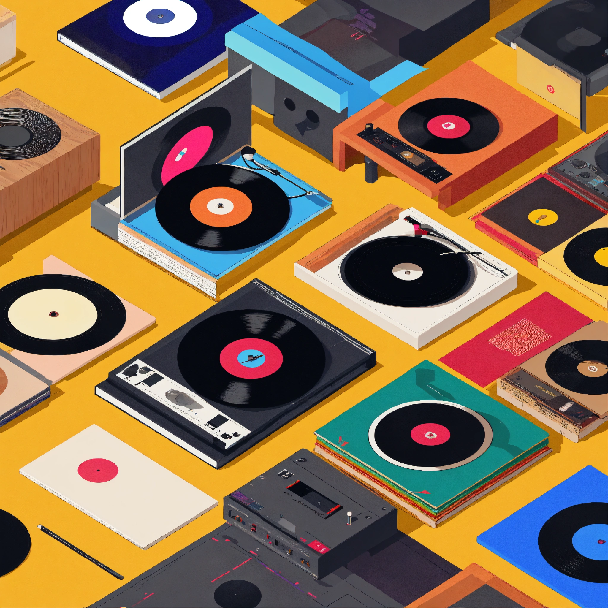 Lexica - Simple isometric logo of vinyl albums covers standing up ...