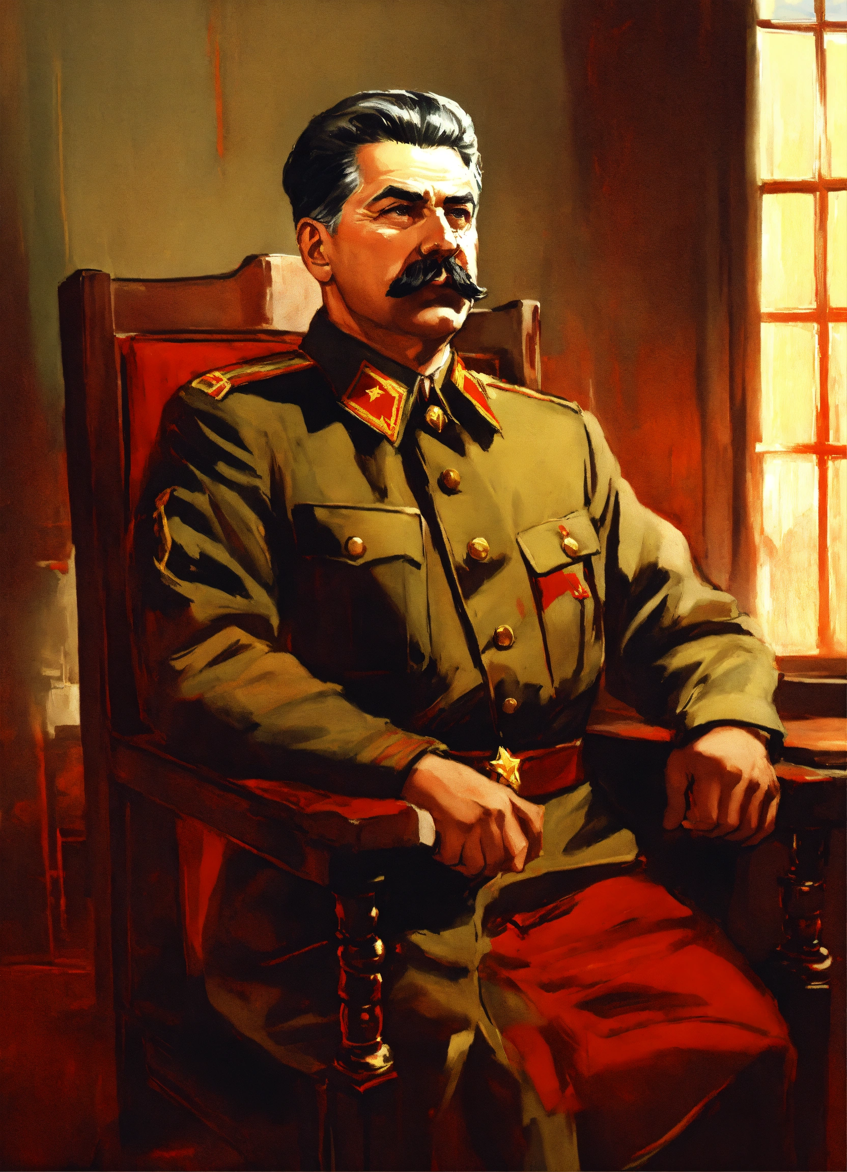 Lexica - Illustration Stalin tied to the electric chair