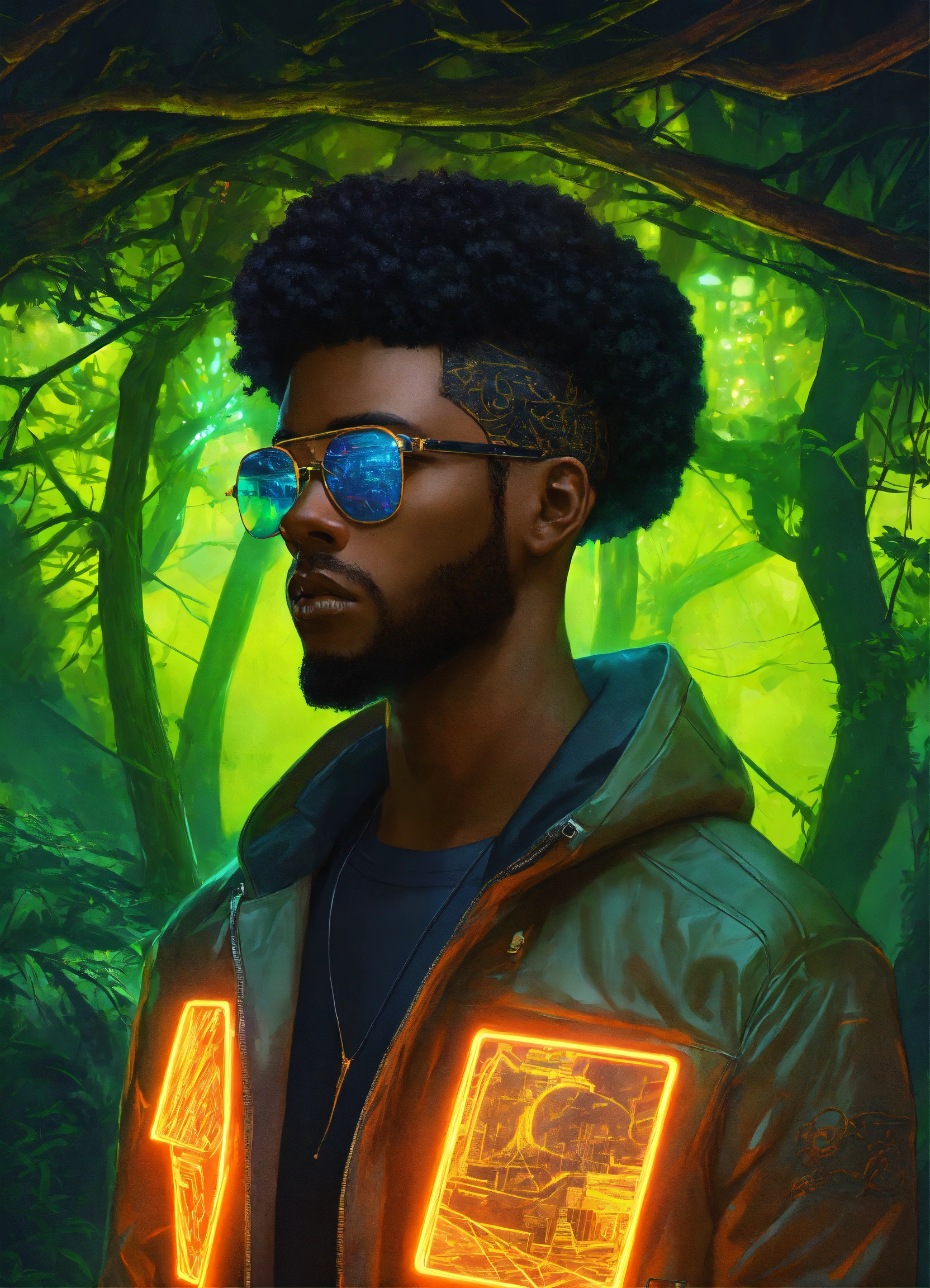 Lexica - Starseed, black man casual, earthy, full body, neon lights ...