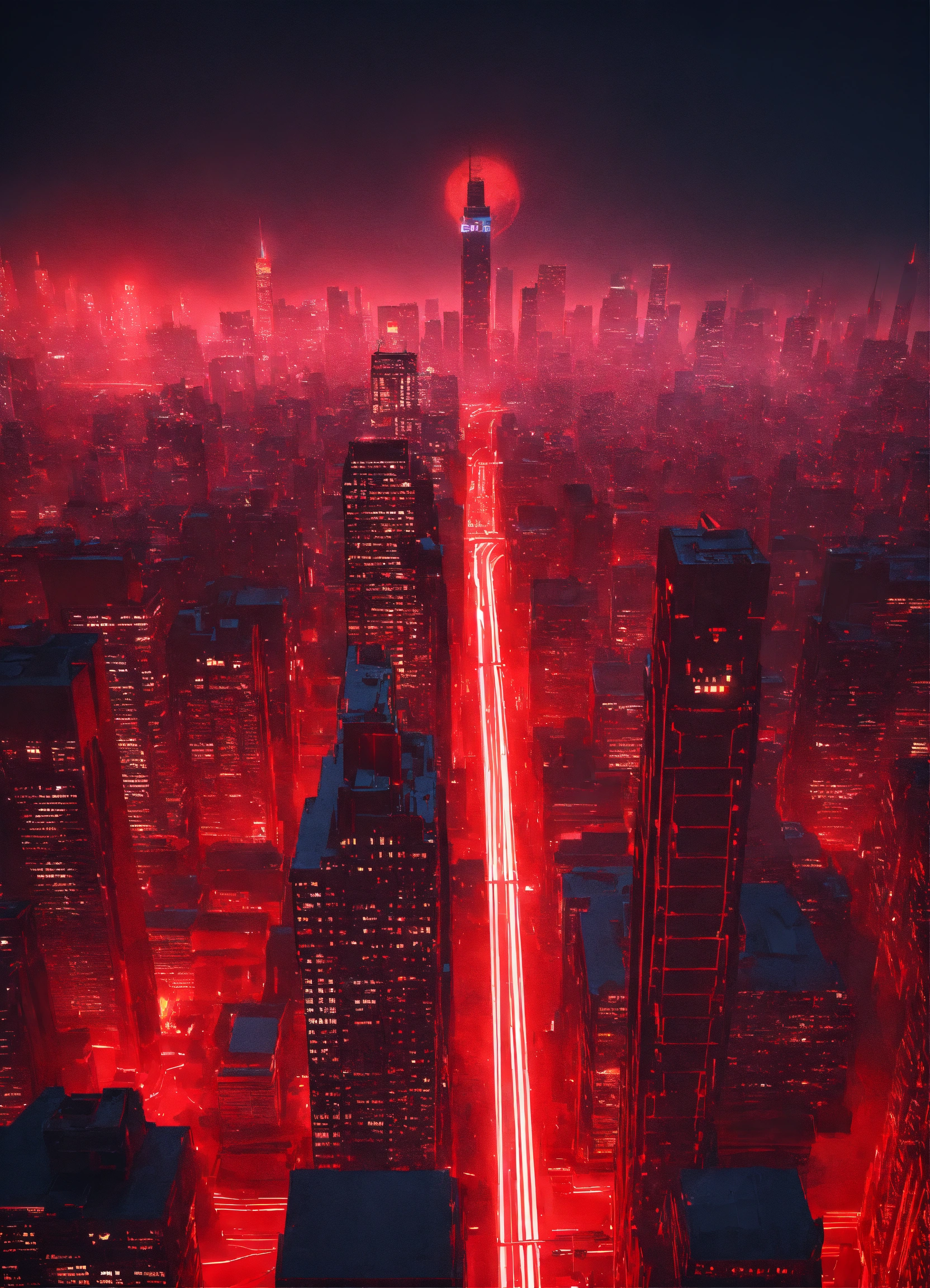 Lexica - Red Gotham City skyline at night, zbrush render, 8k
